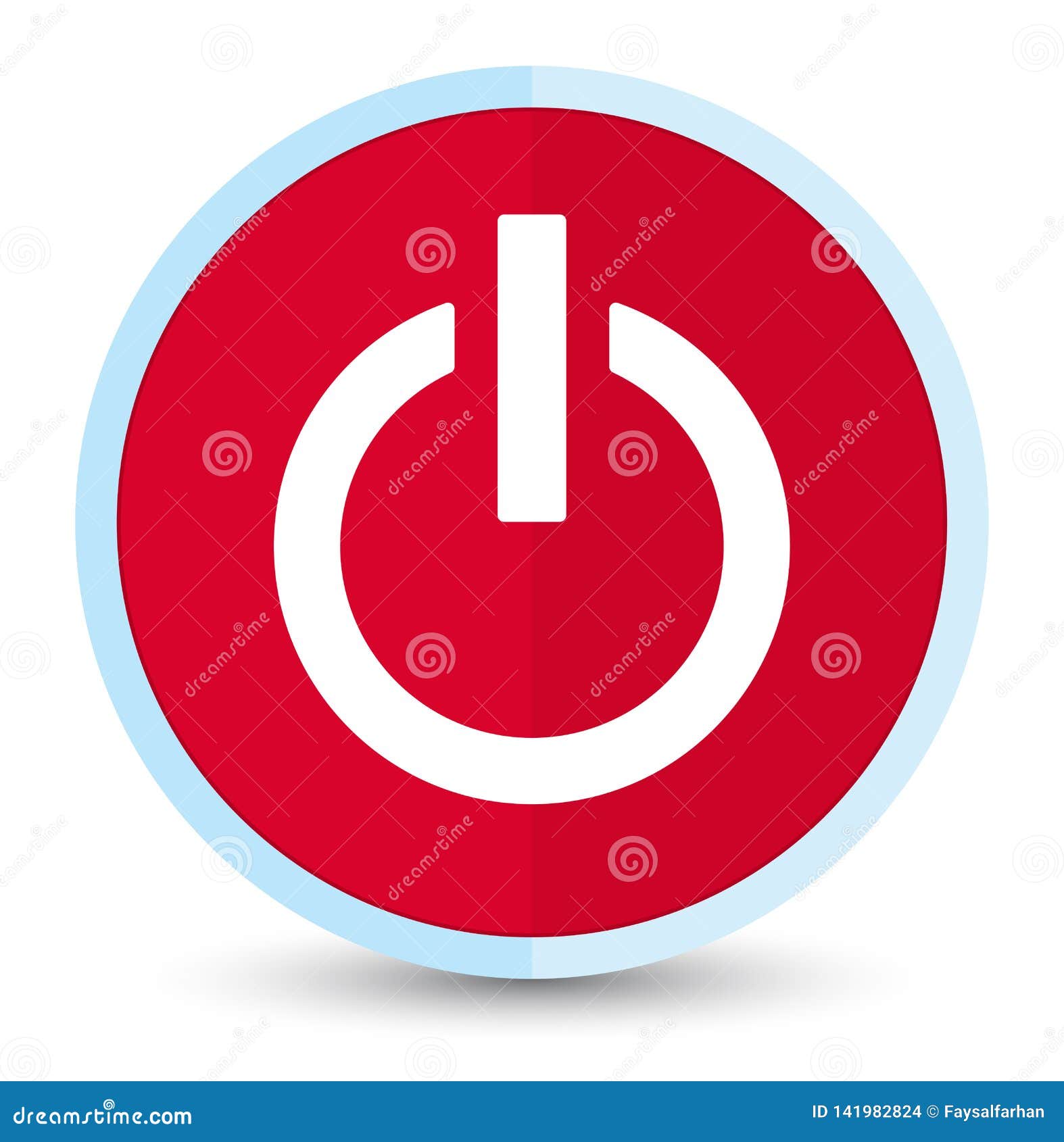Power Icon Flat Prime Red Round Button Stock Vector - Illustration of ...