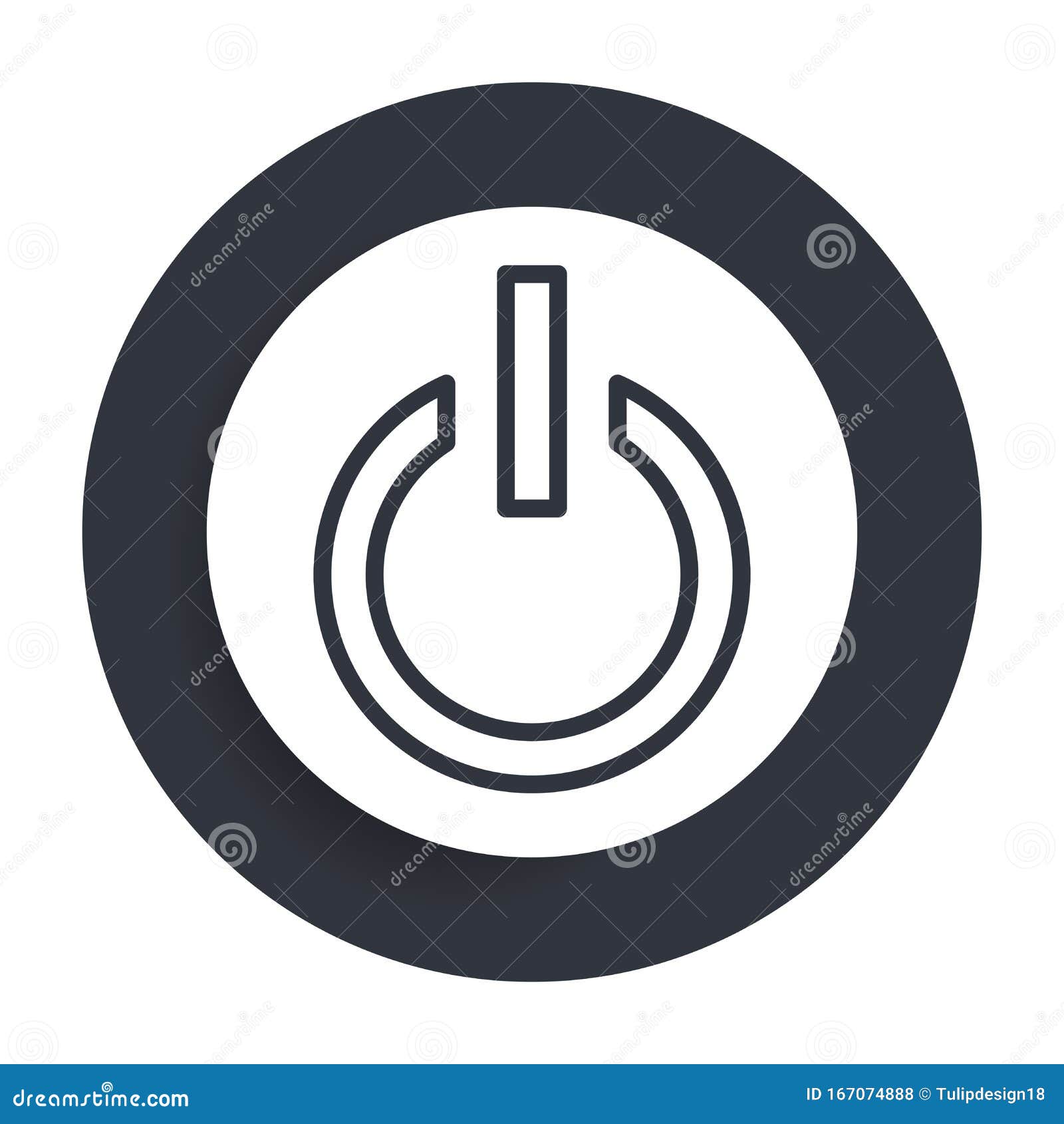 Power Icon Flat Vector Round Button Clean Black and White Design ...