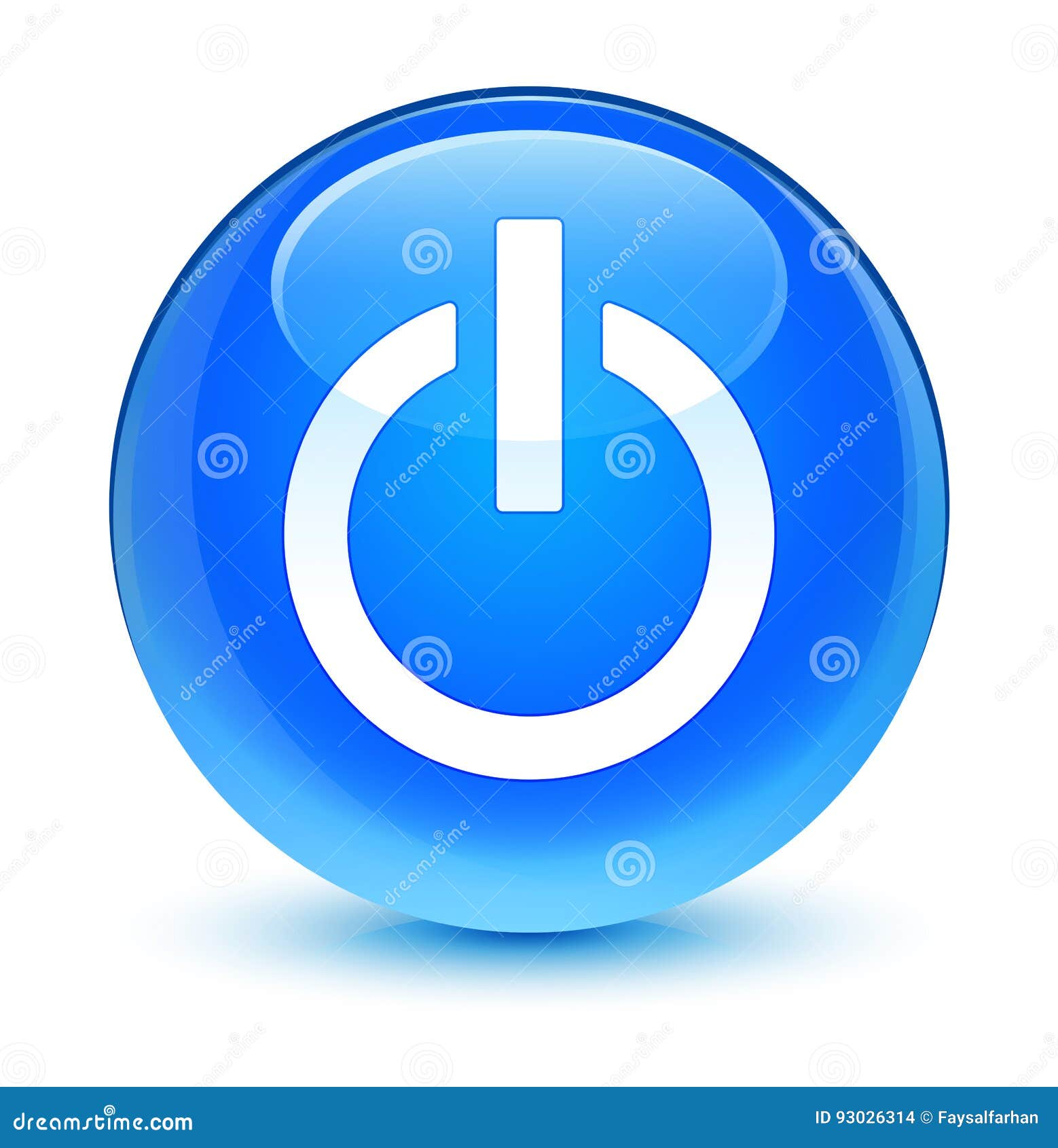 Power Icon Glassy Cyan Blue Round Button Stock Illustration ...
