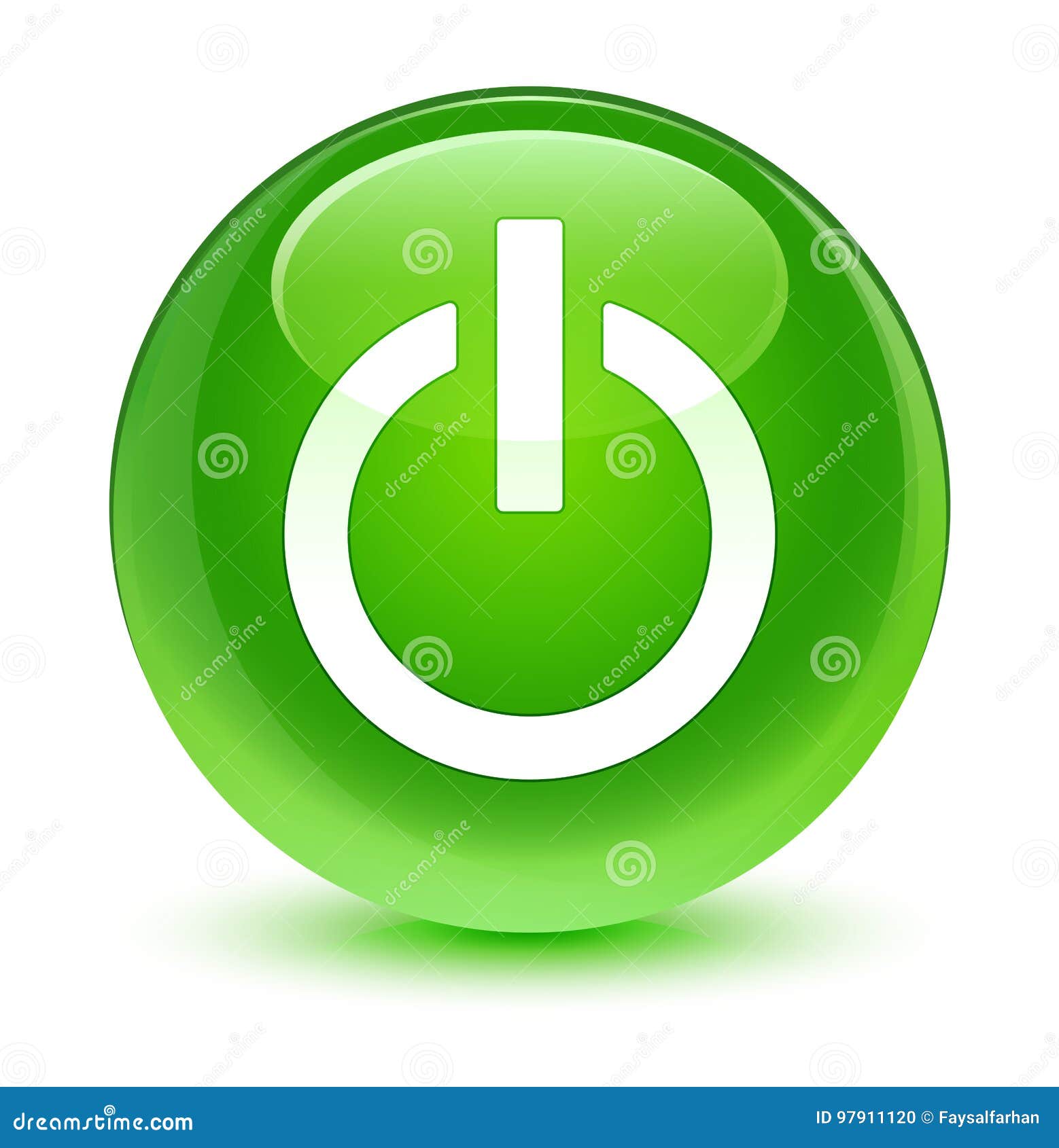 Power Icon Glassy Green Round Button Stock Illustration - Illustration ...