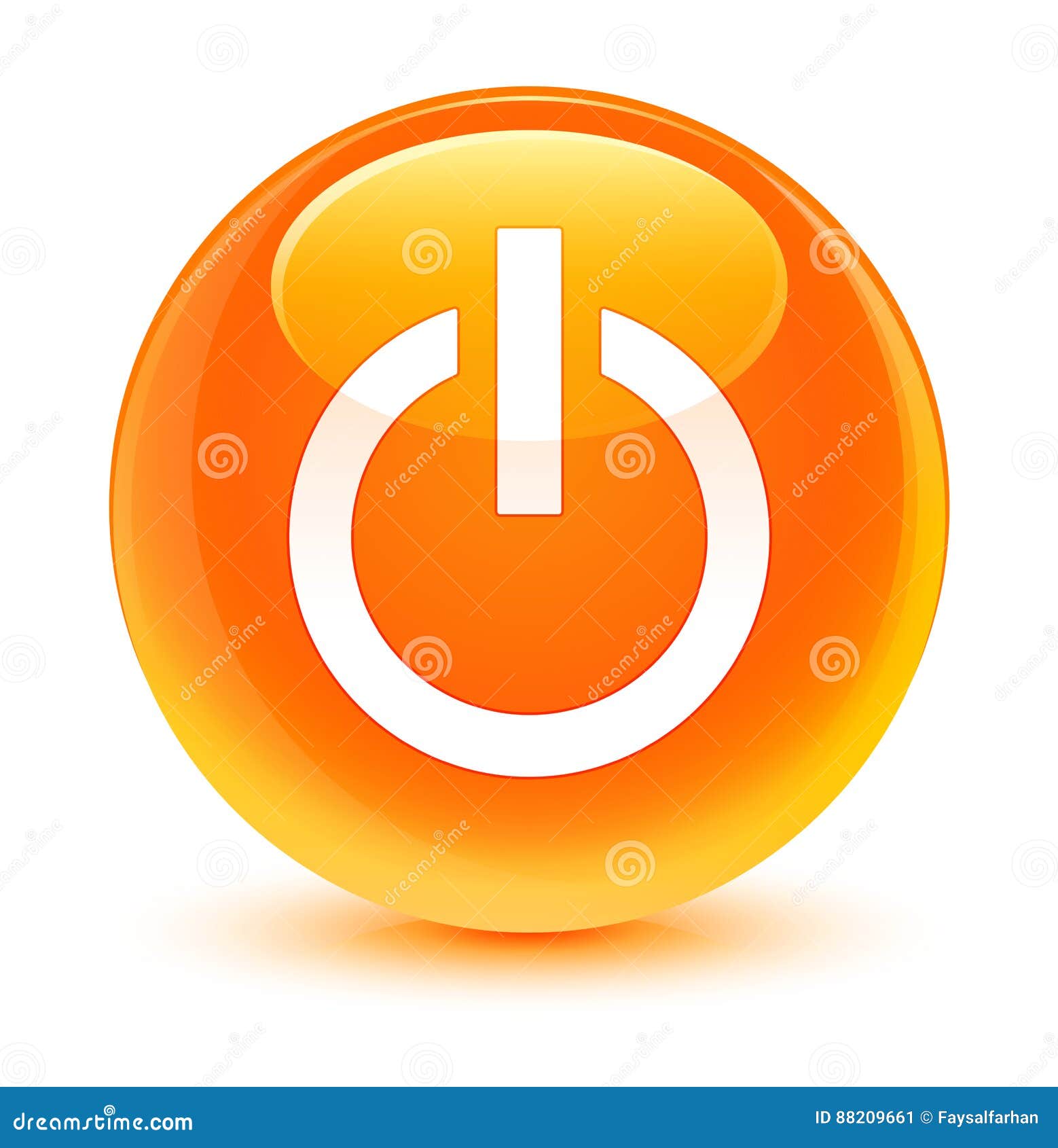 Power Icon Glassy Orange Round Button Stock Illustration - Illustration ...