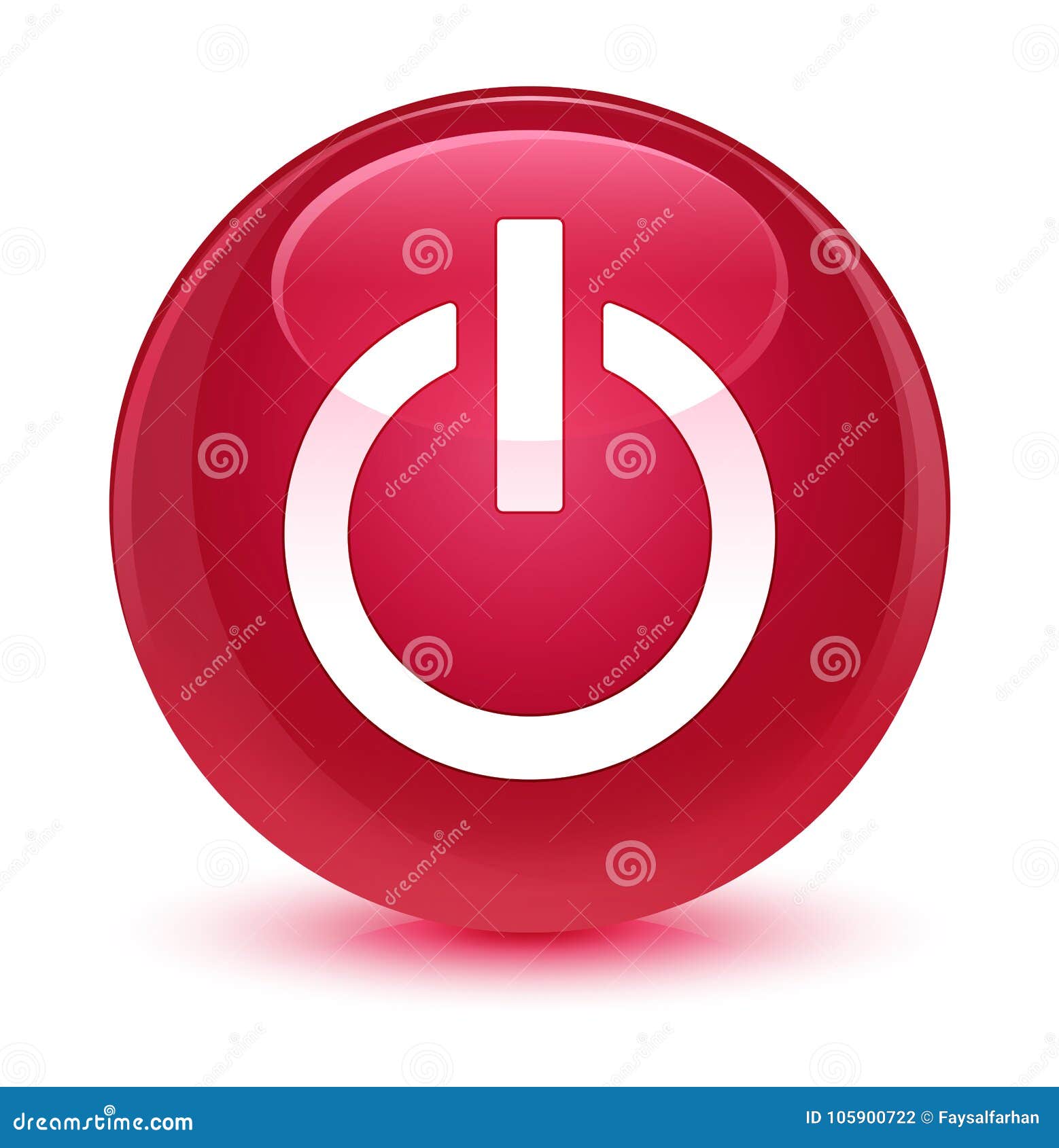 Power Icon Glassy Pink Round Button Stock Illustration - Illustration ...