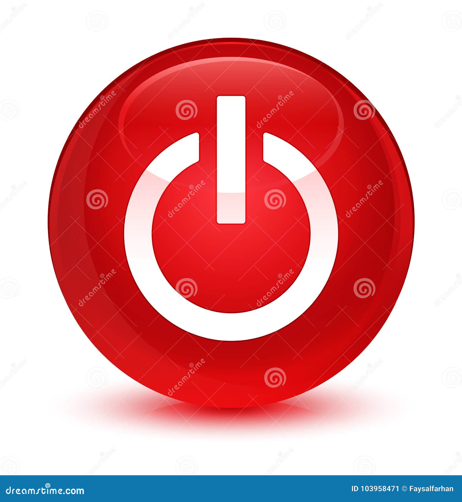 Power Icon Glassy Red Round Button Stock Illustration - Illustration of ...
