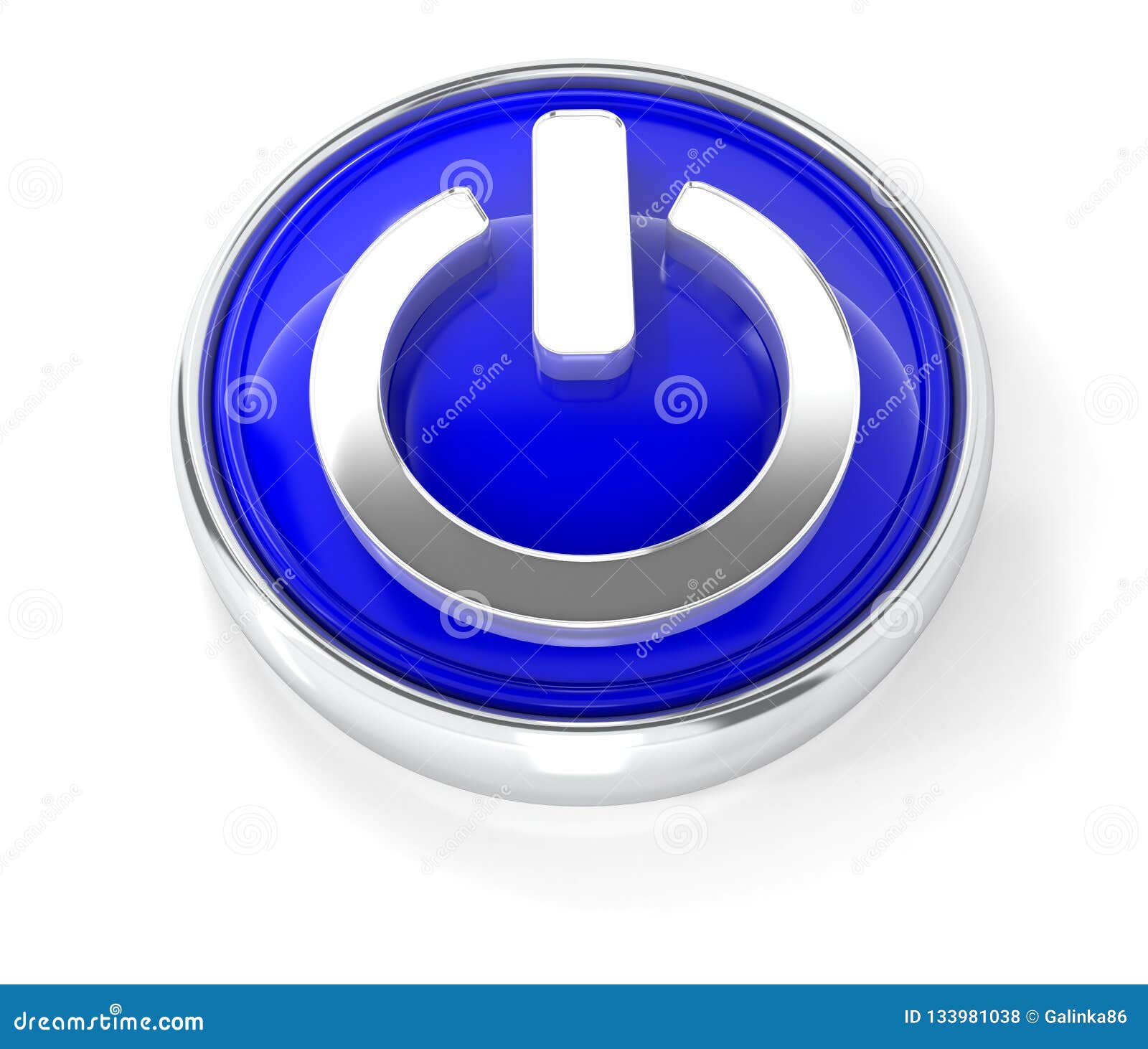 Power Icon on Glossy Blue Round Button Stock Illustration ...