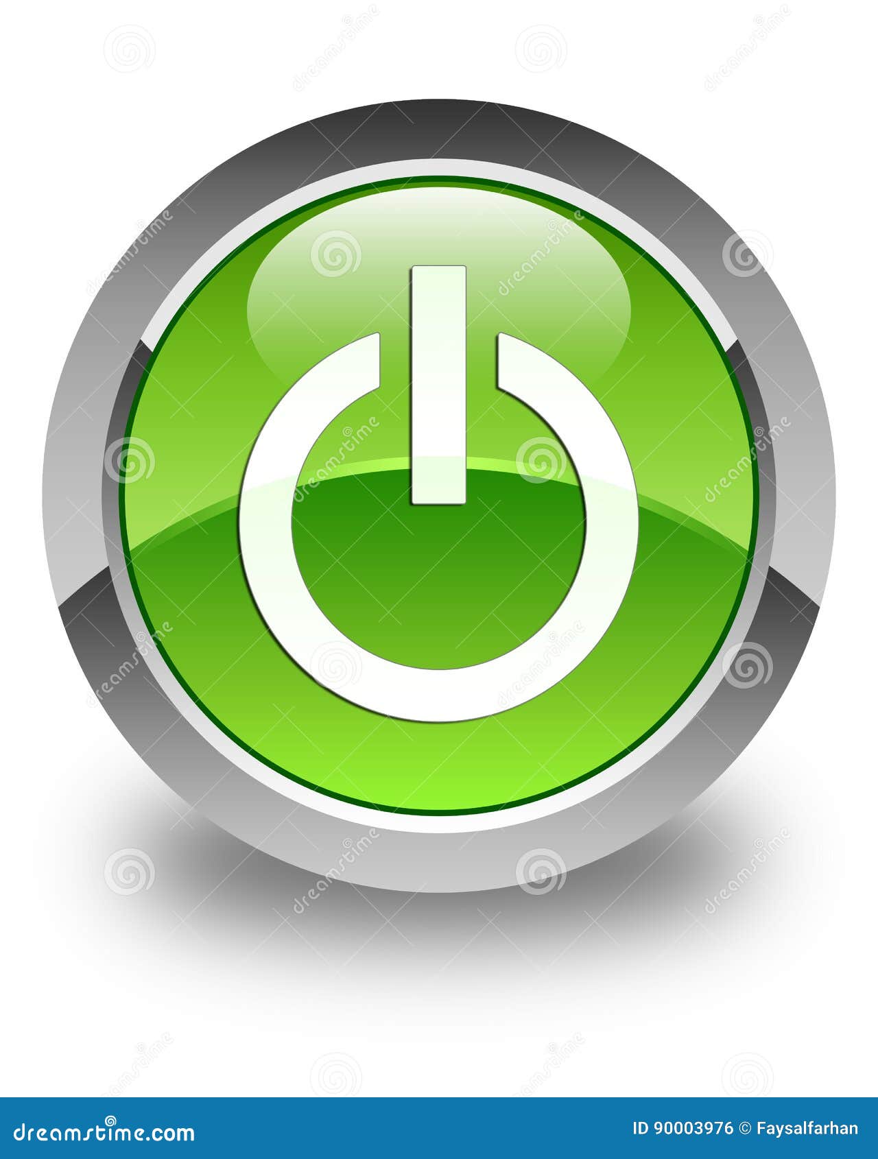 Power Icon Glossy Green Round Button Stock Illustration - Illustration ...