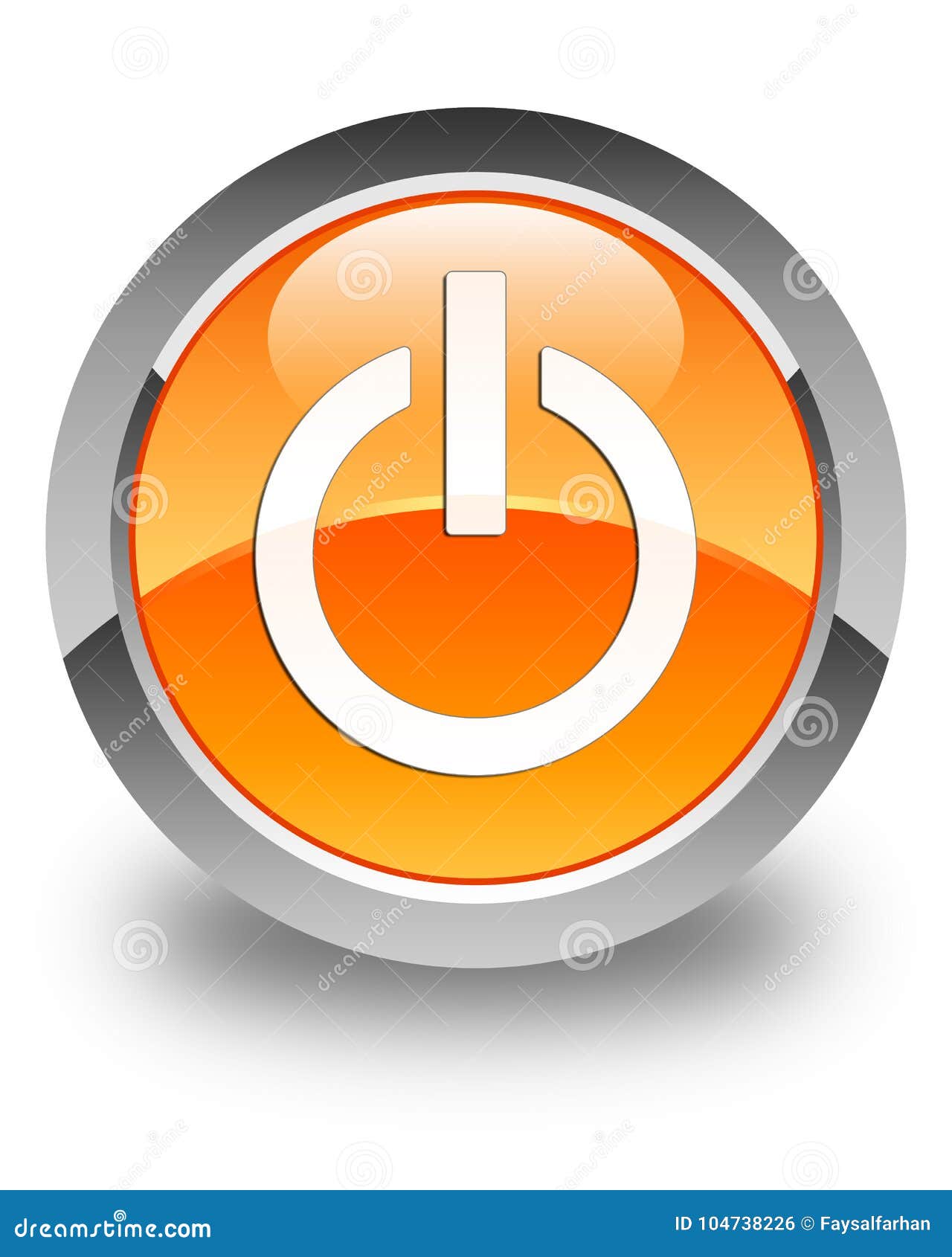 Power Icon Glossy Orange Round Button Stock Illustration - Illustration ...