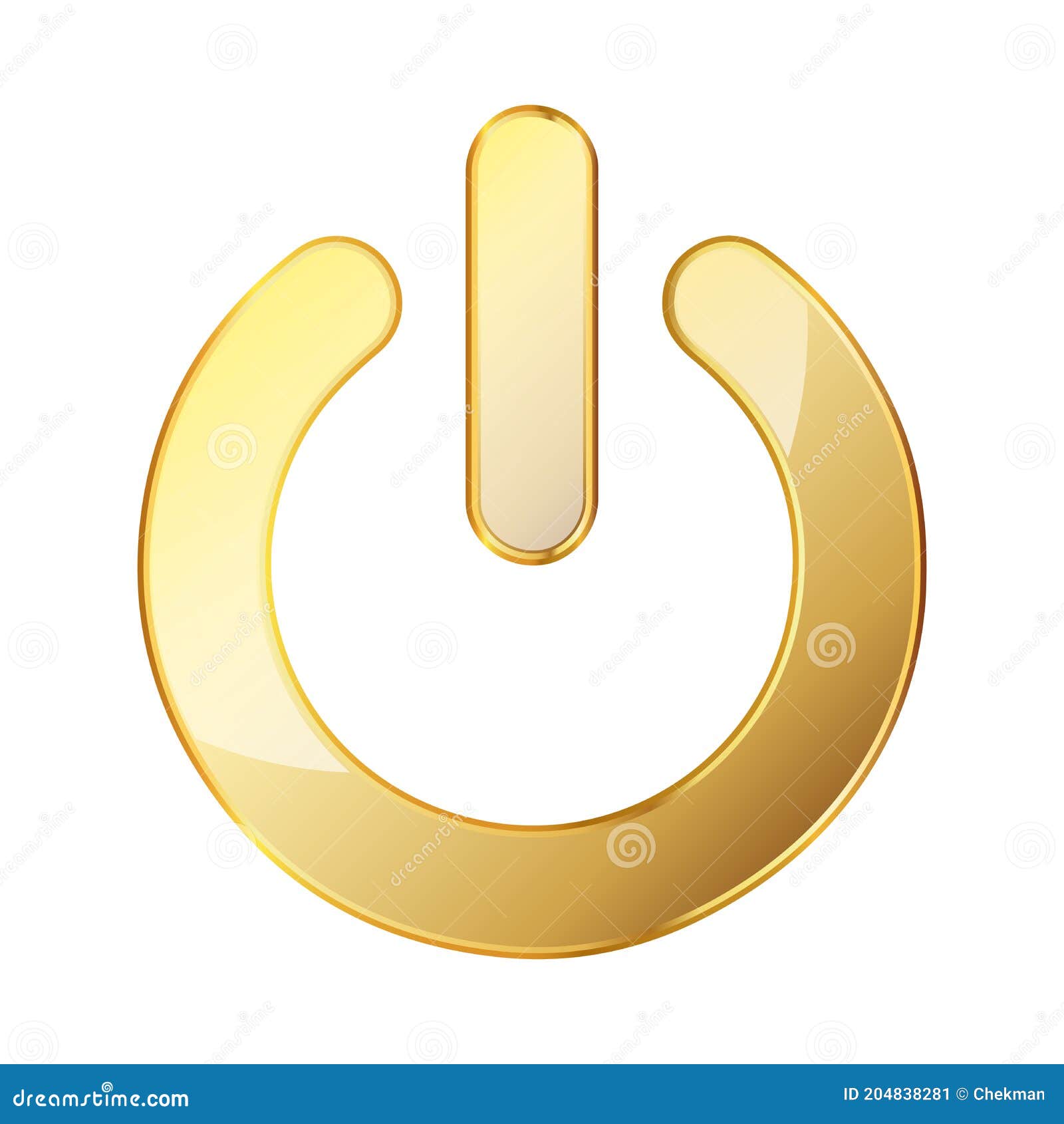 Power Icon. Gold Power Button Isolated. on and Off Icon Stock ...