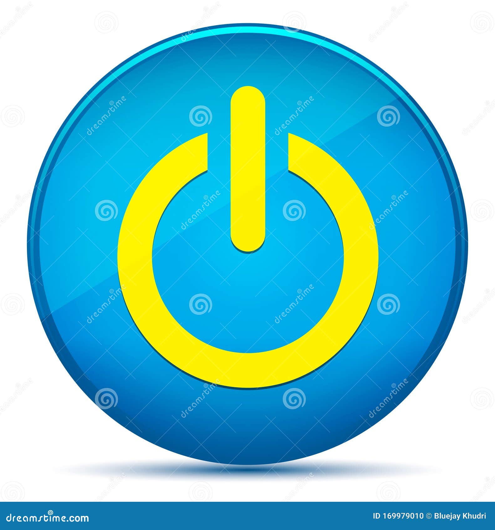 Power Icon Modern Flat Cyan Blue Round Button Stock Illustration ...