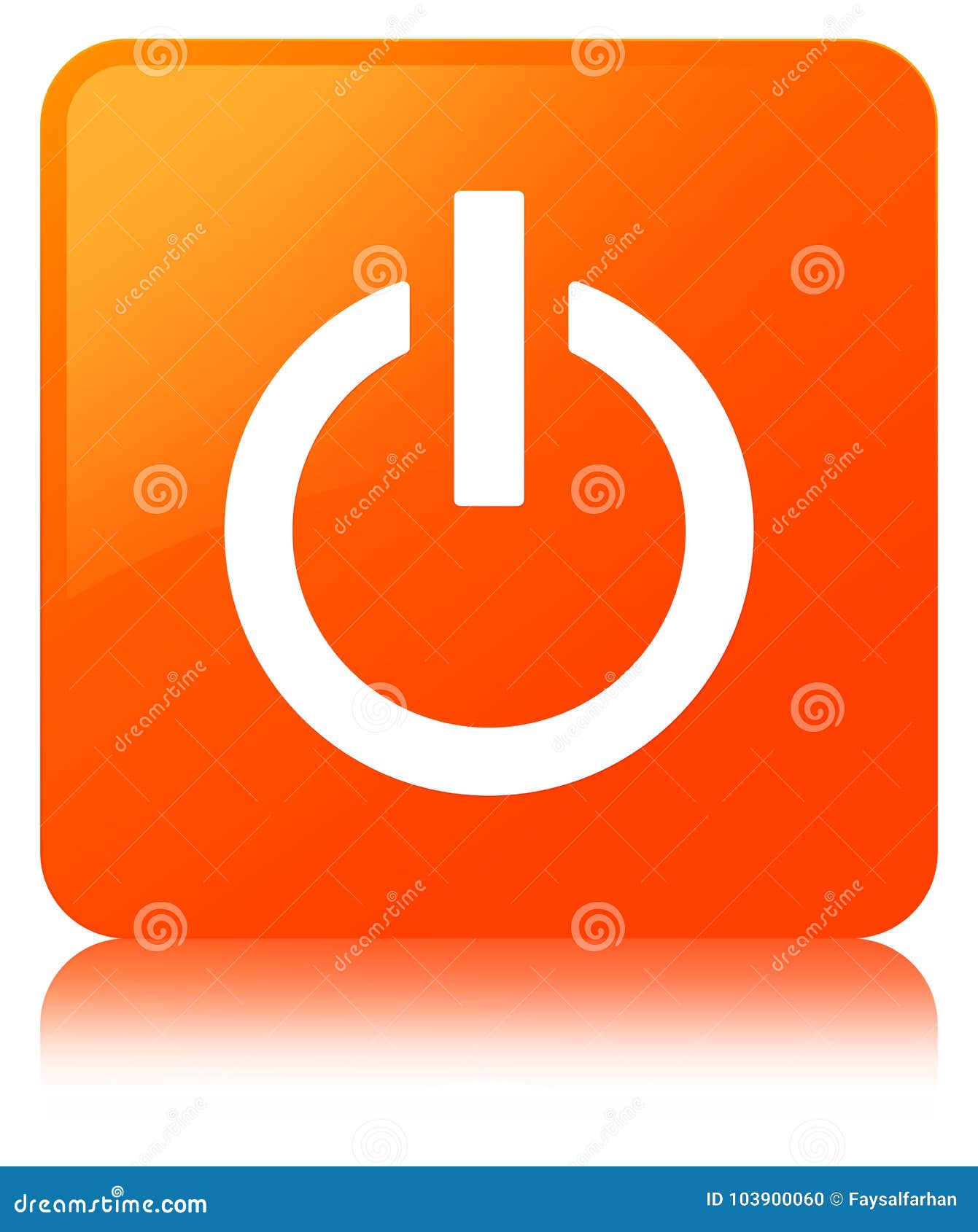 Power Icon Orange Square Button Stock Illustration - Illustration of ...