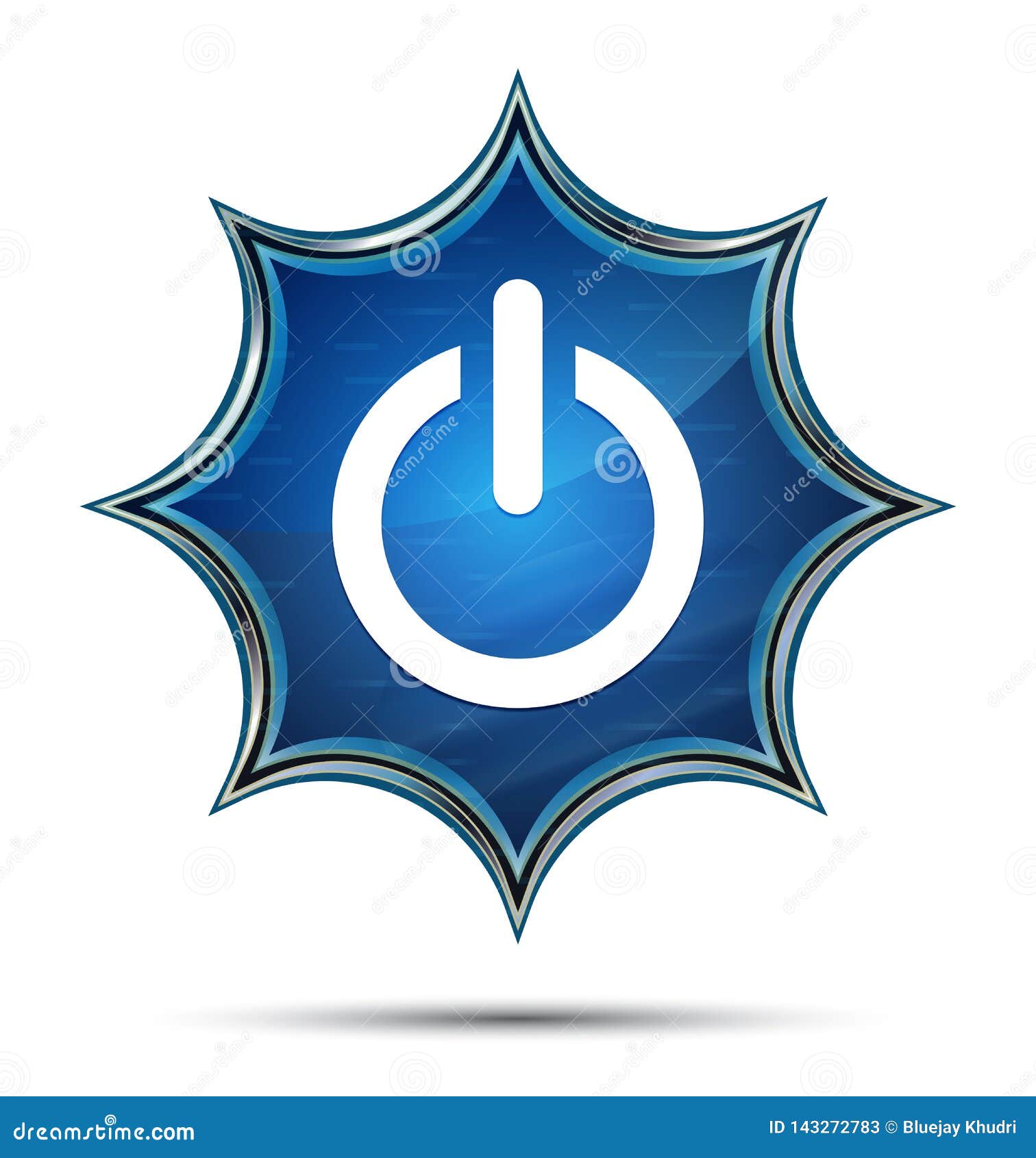 Power Icon Magical Glassy Sunburst Blue Button Stock Illustration ...