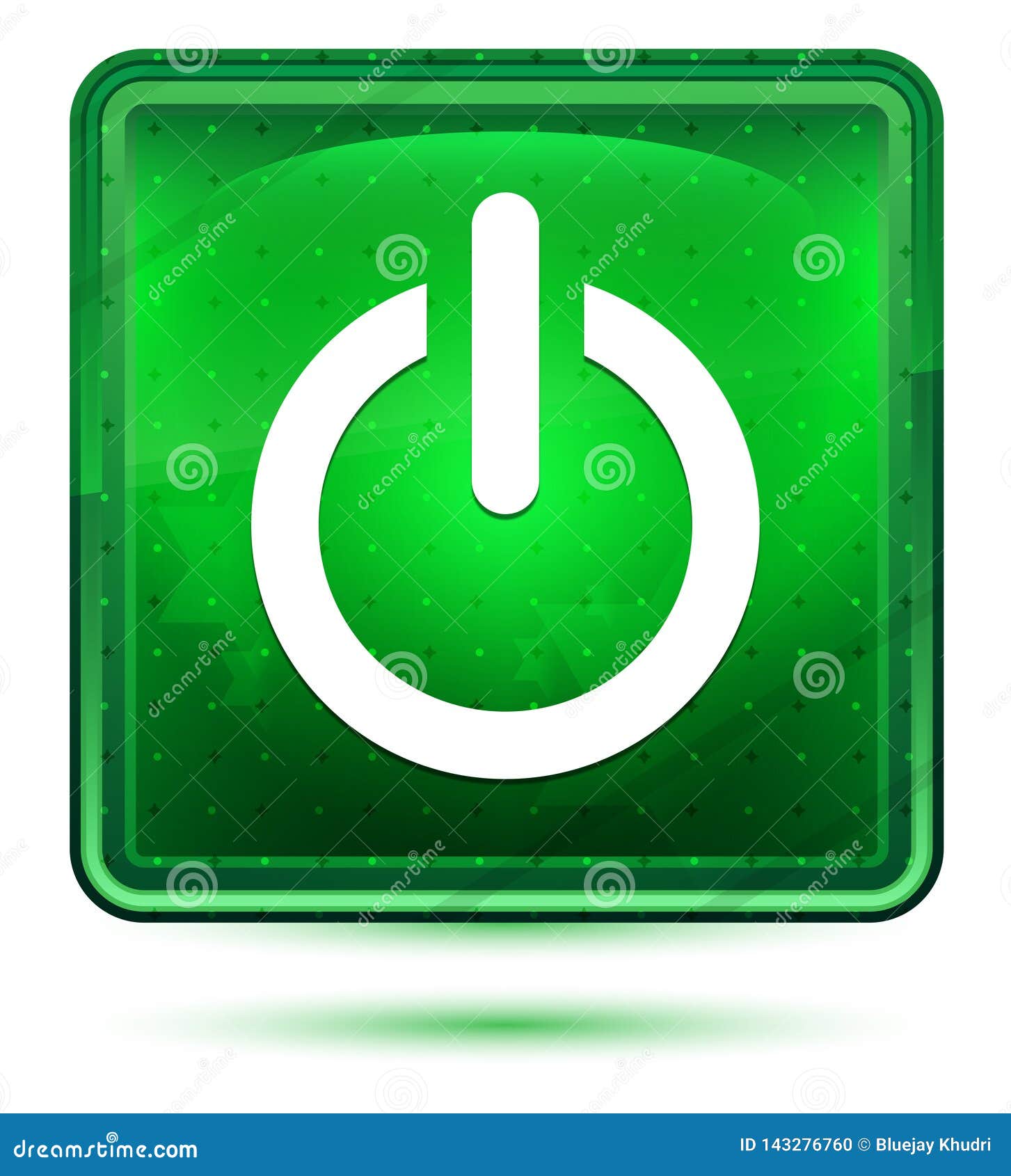 Power Icon Neon Light Green Square Button Stock Illustration ...