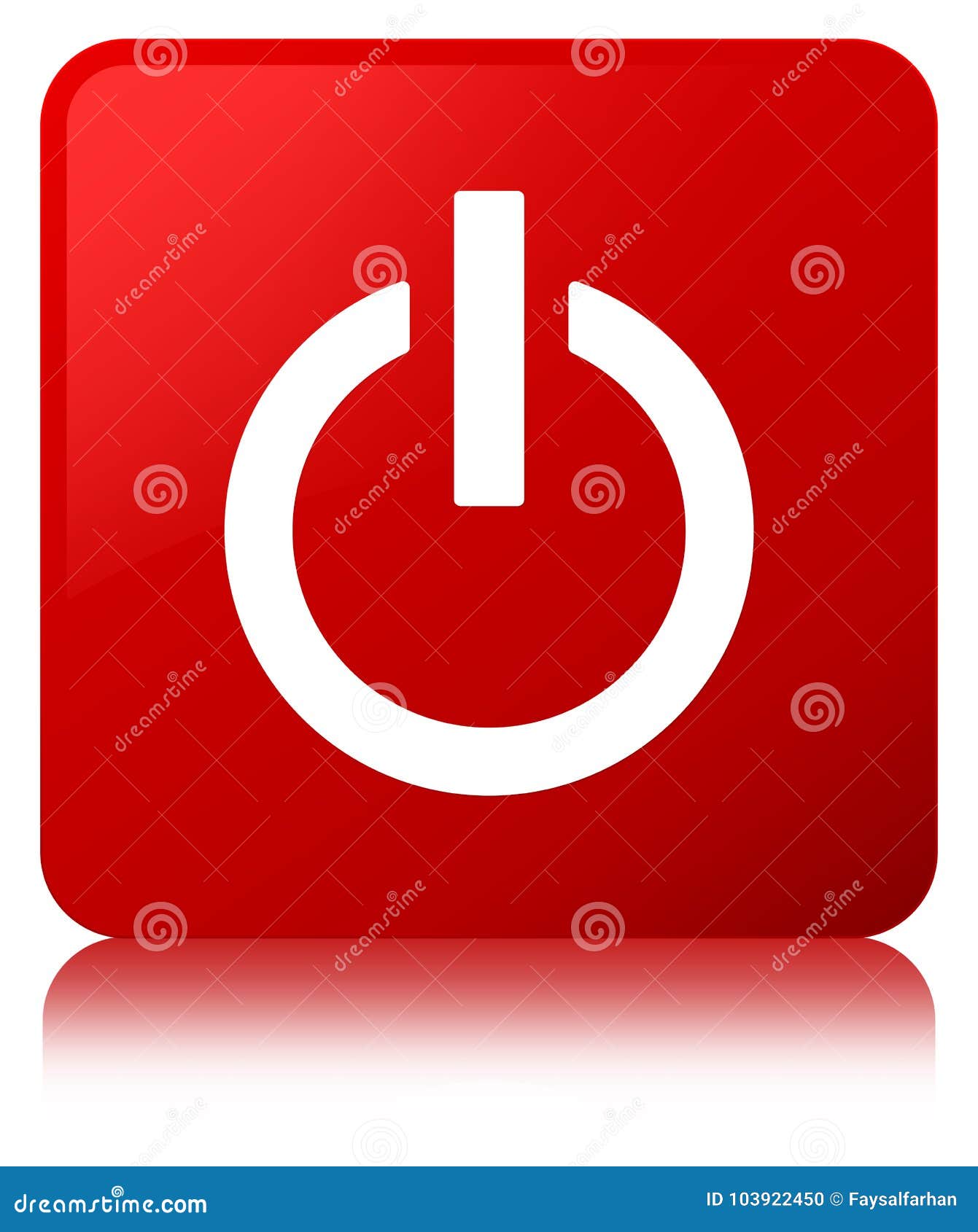 Power Icon Red Square Button Stock Illustration - Illustration of sign ...