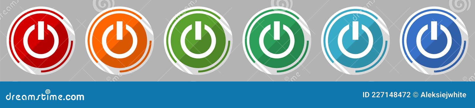 Power Icon Set, Vector Illustration in 6 Colors Options for Webdesign ...