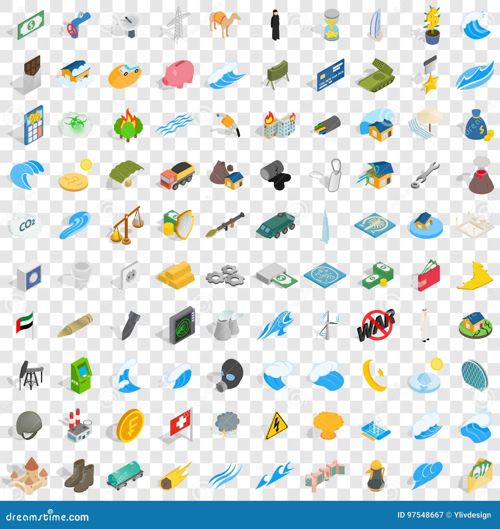 100 Power Icons Set, Isometric 3d Style Stock Vector - Illustration of ...