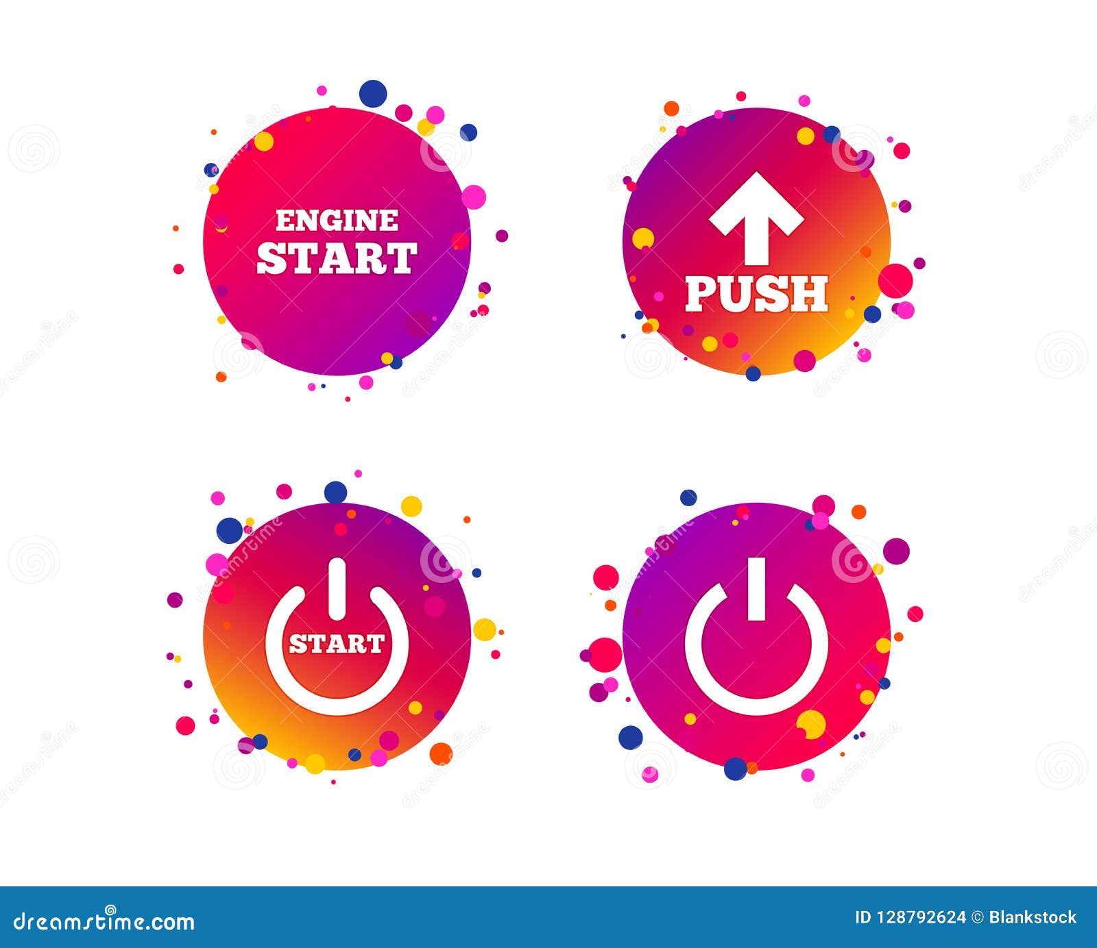 Power Icons. Start Engine Symbol. Push Arrow. Vector Stock Vector ...