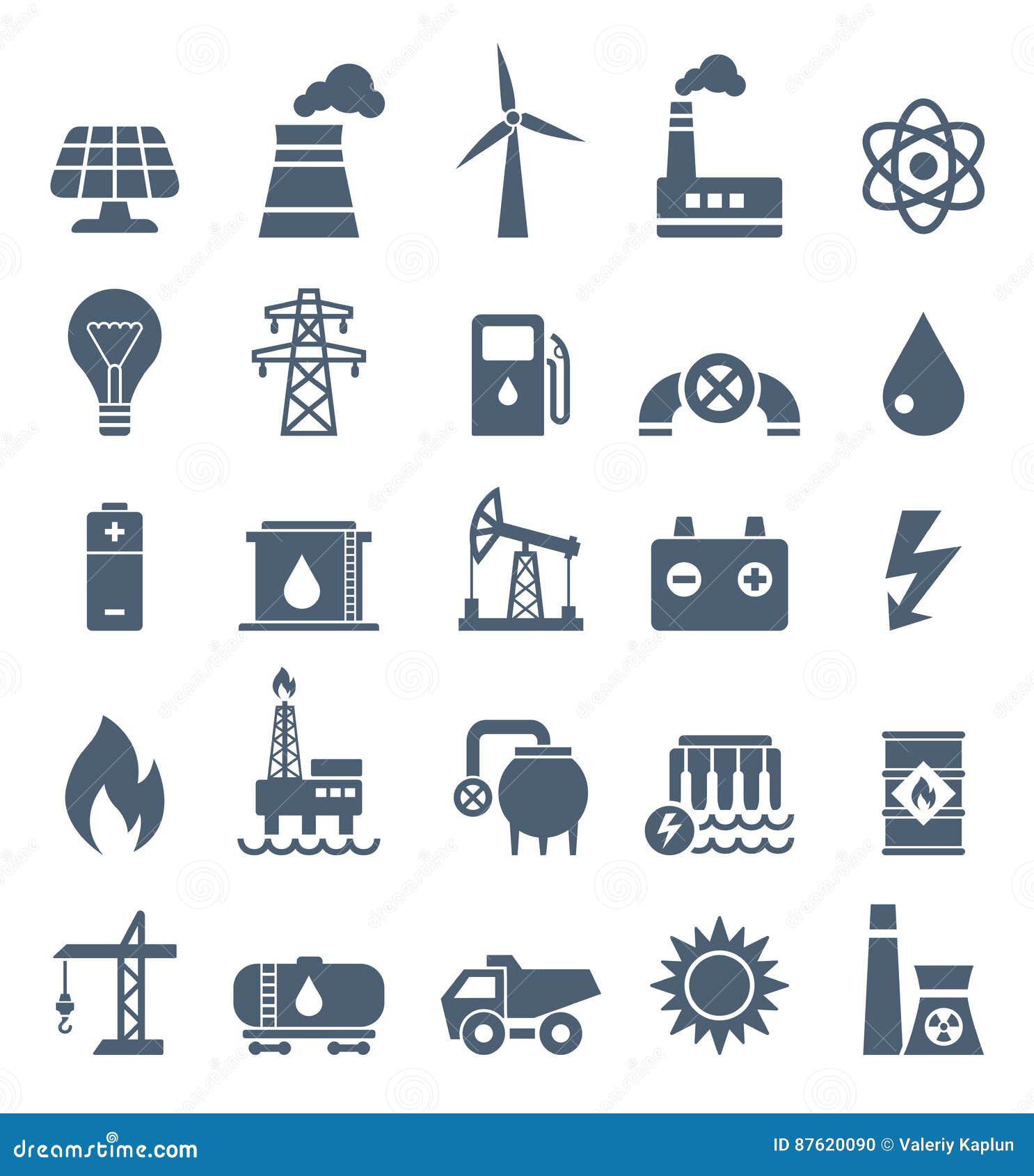 Power Industry Flat Black Icons - Illustration Stock Illustration ...