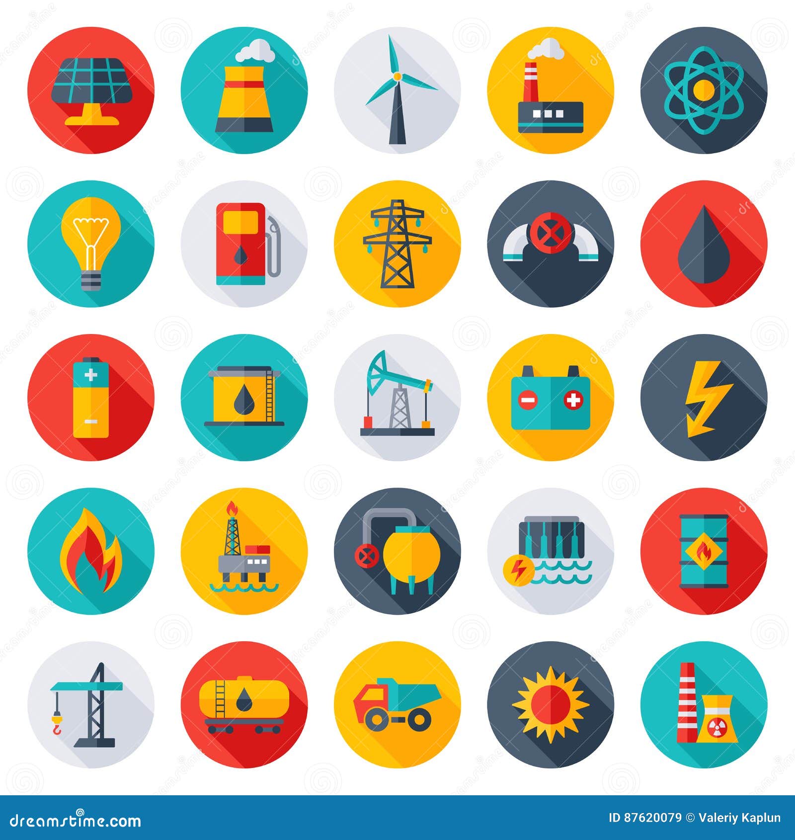Power Industry Flat Round Icons - Illustration Stock Illustration ...