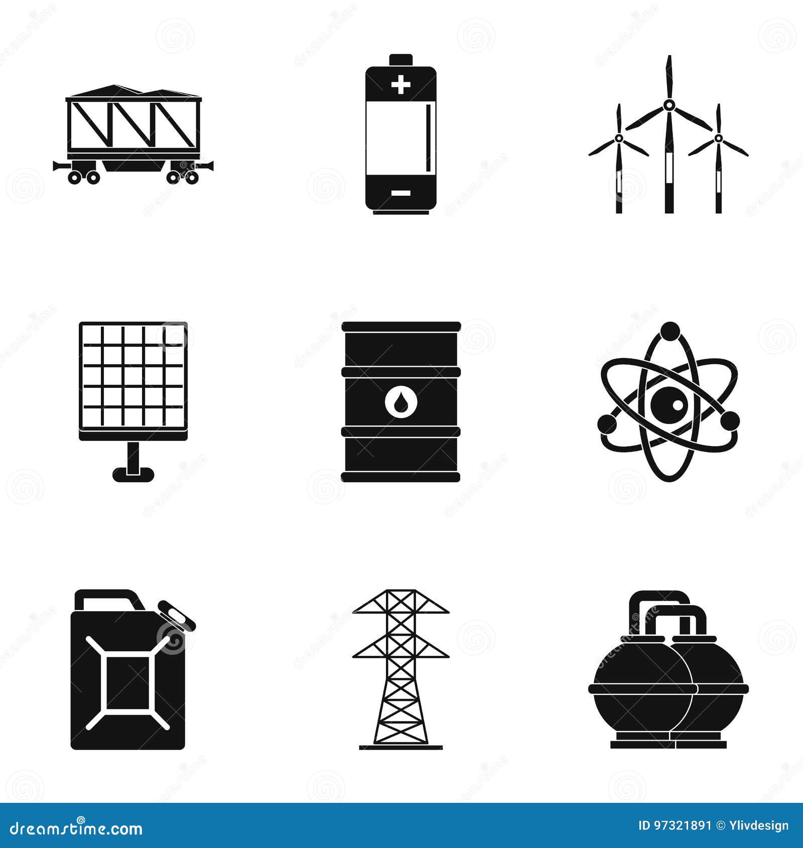 Power Industry Icon Set, Simple Style Stock Vector - Illustration of ...