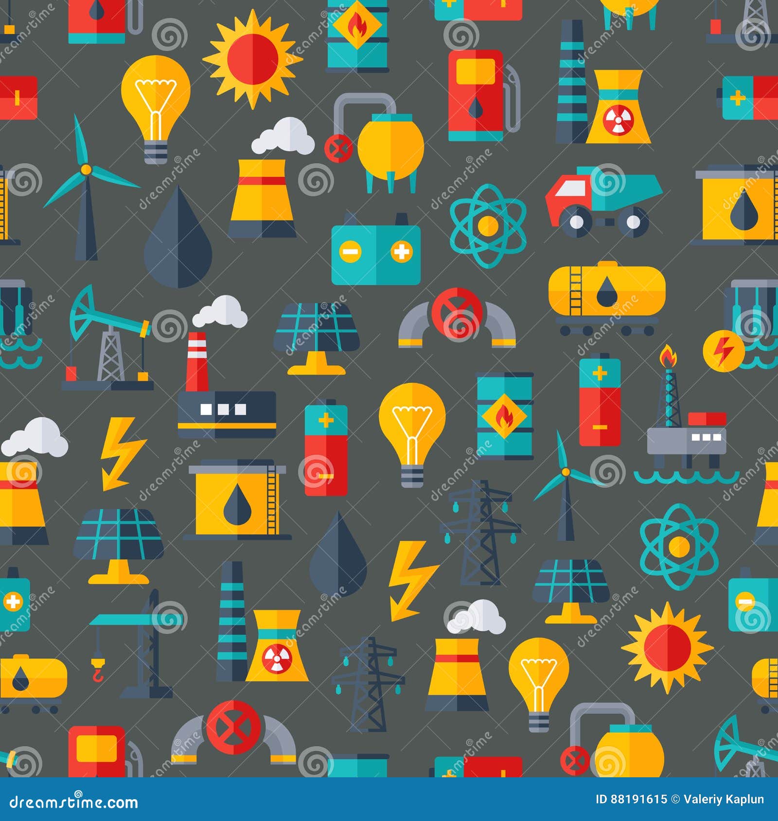Power Industry Icons Seamless Background Stock Illustration ...