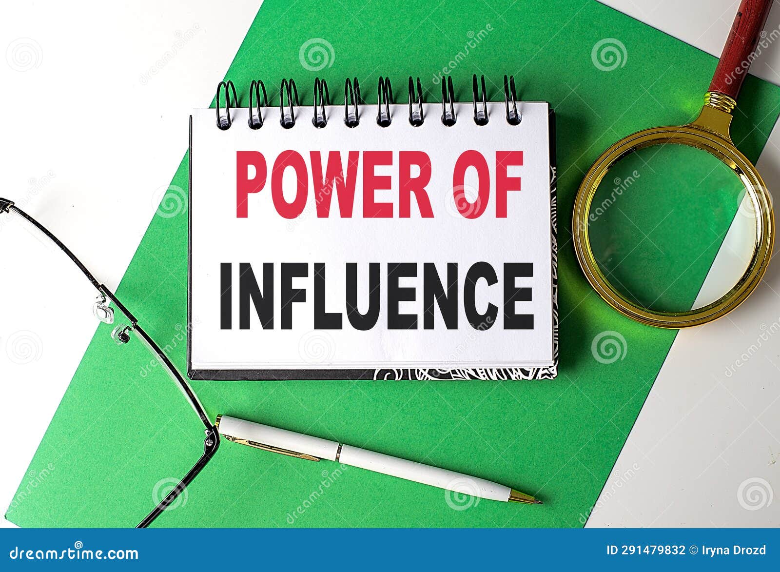 POWER of INFLUENCE Text on Notebook on Green Paper Stock Photo - Image ...