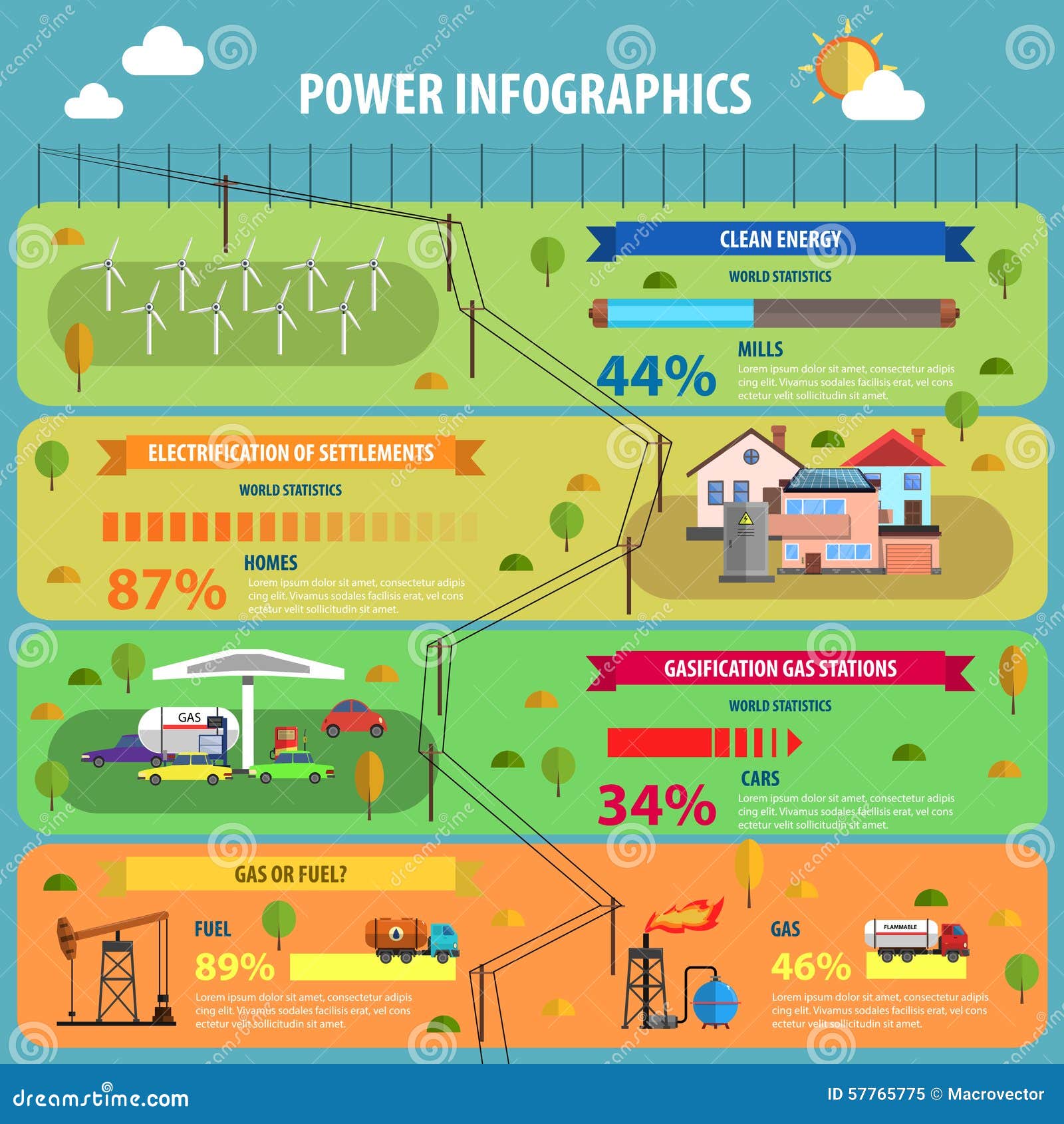Power Infographic Set stock vector. Illustration of elements - 57765775