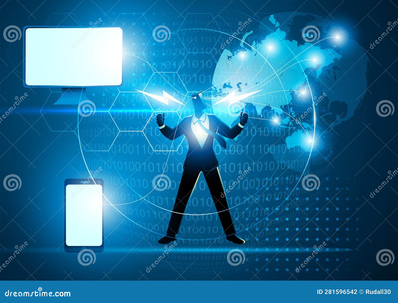 The Power of Information Technology Stock Vector - Illustration of business, businessman: 281596542