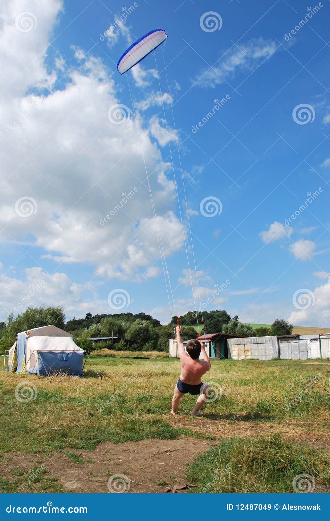 Power kiting stock image. Image of play, meadow, adult - 12487049