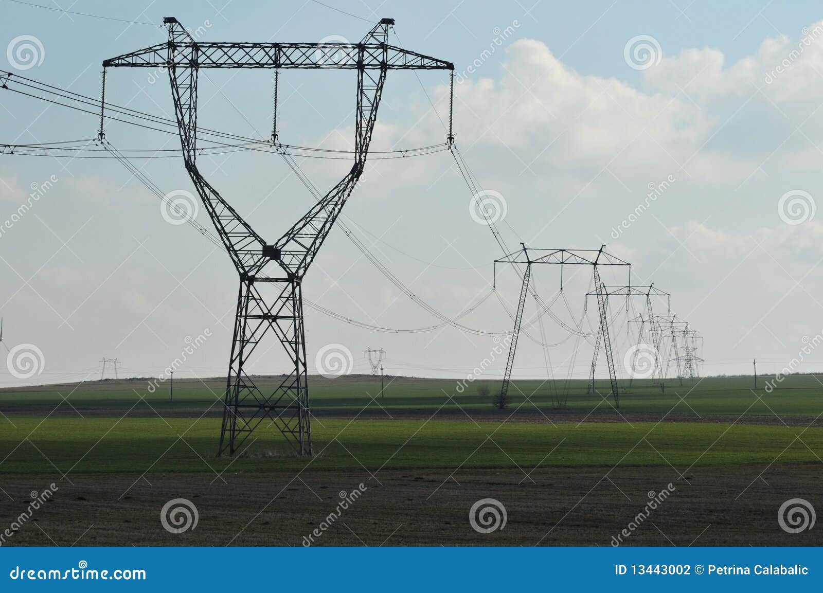 Power line stock photo. Image of pylons, eire, distribution - 13443002