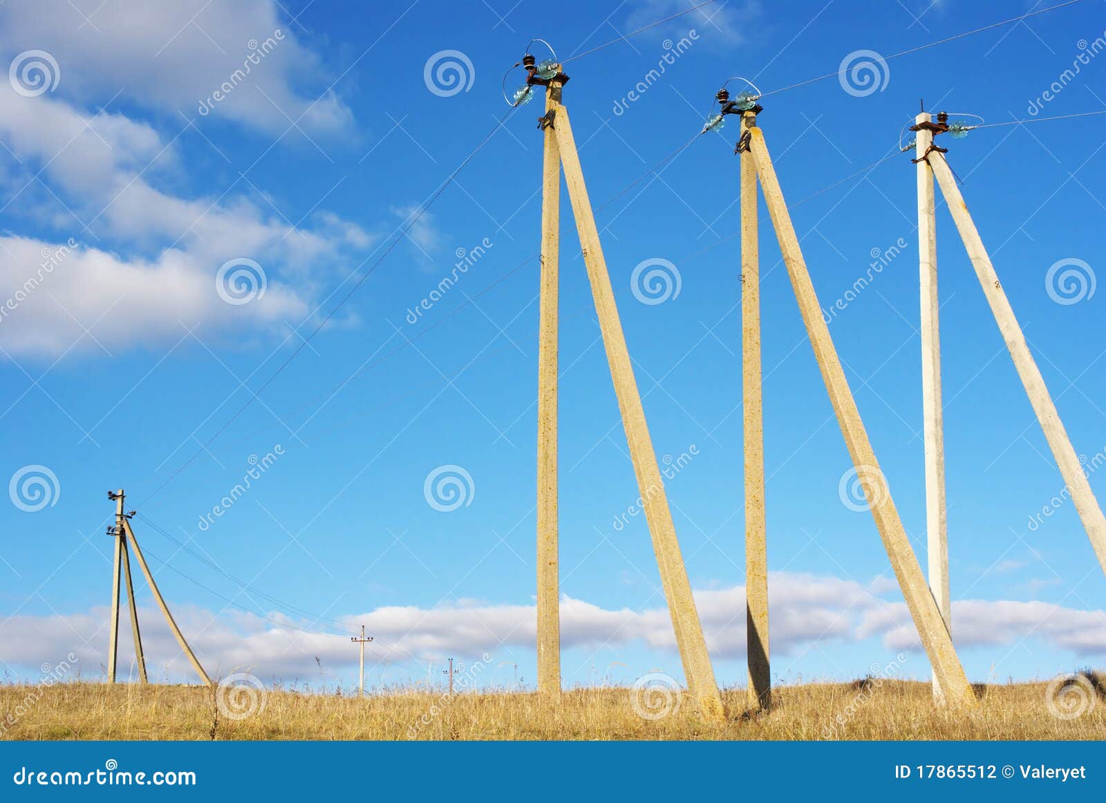 Power line stock photo. Image of group, field, clouds - 17865512