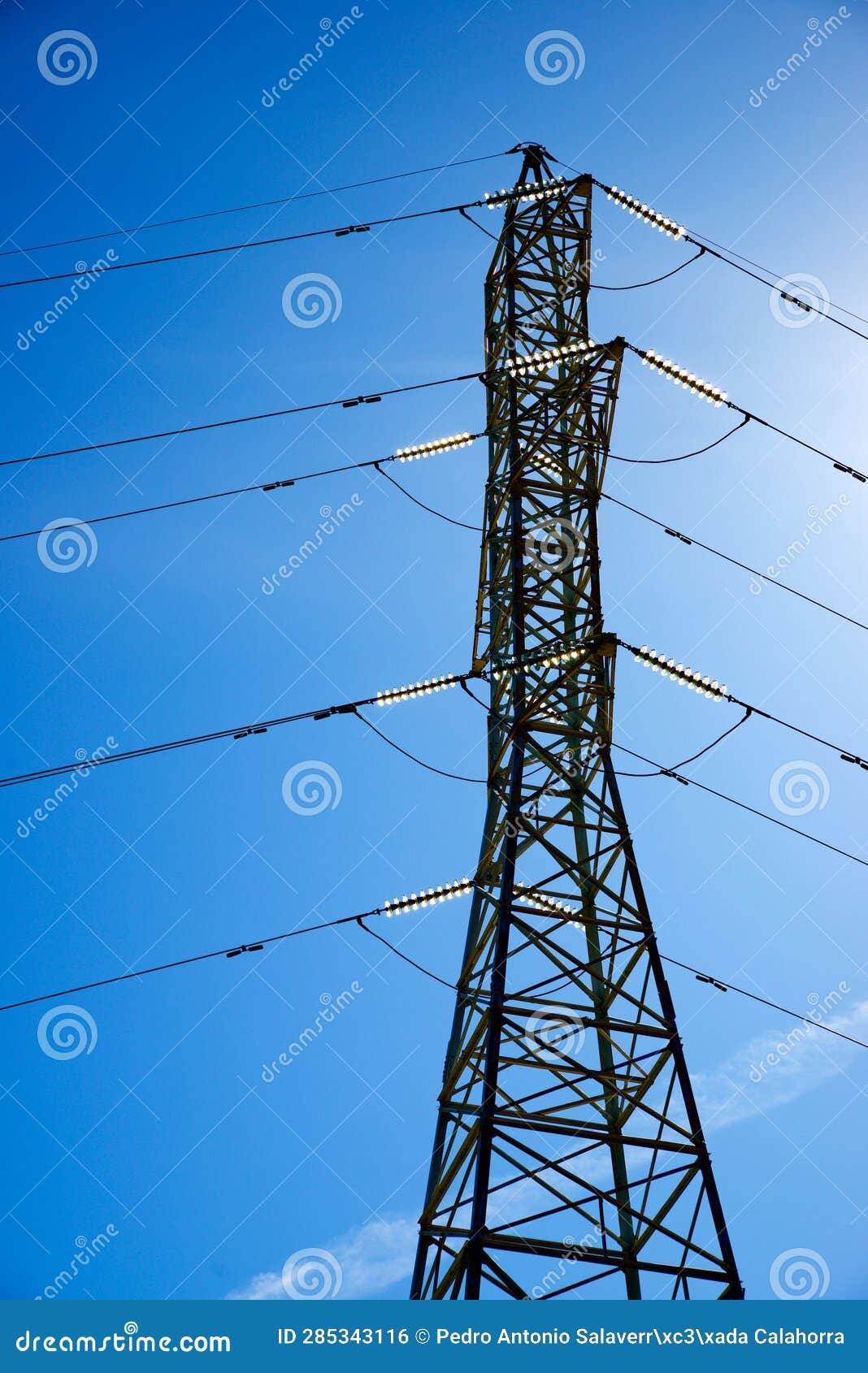 Power line and blue sky stock photo. Image of connection - 285343116