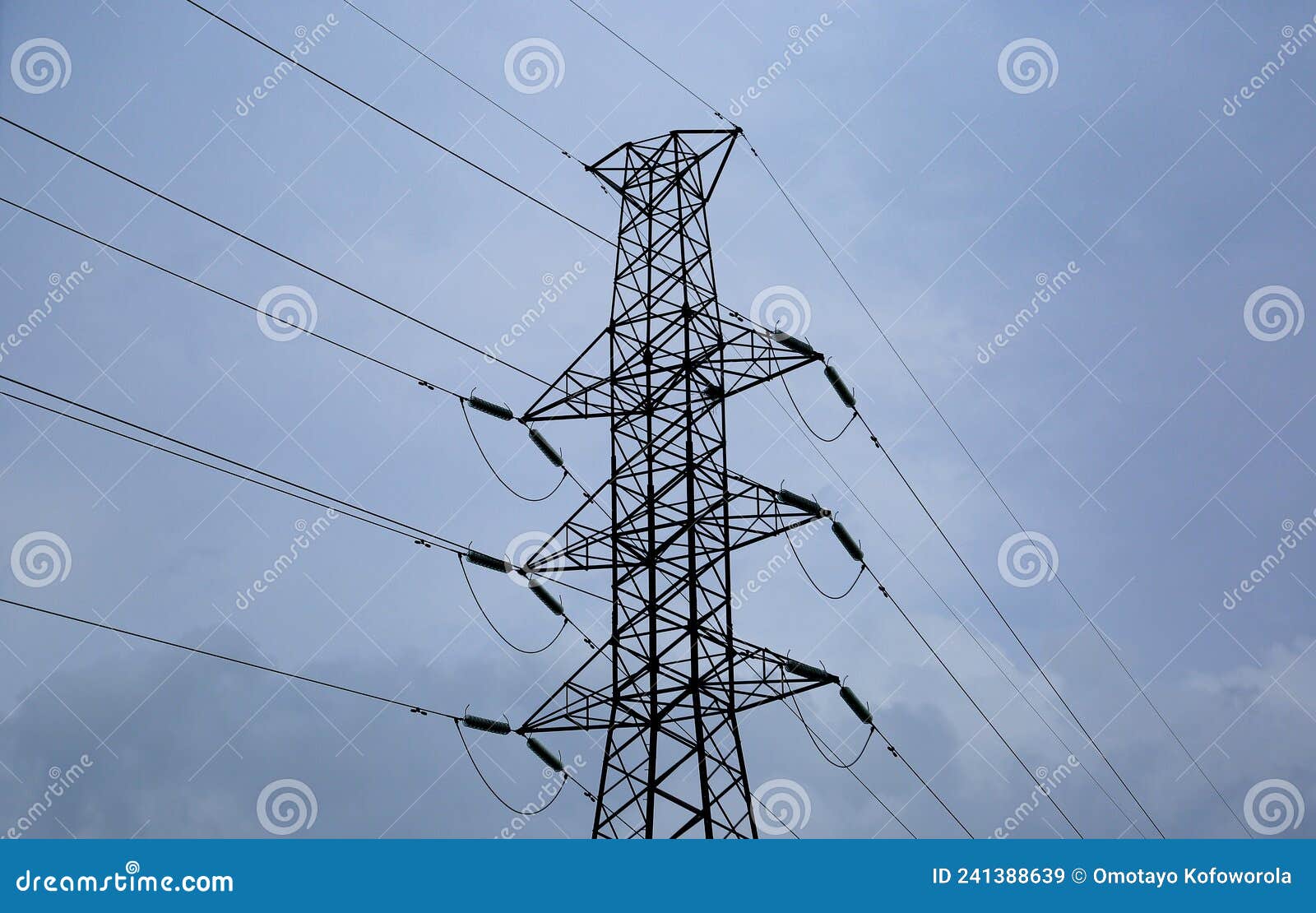 Power Line Cable Mast with Running Wire Construction Stock Image ...