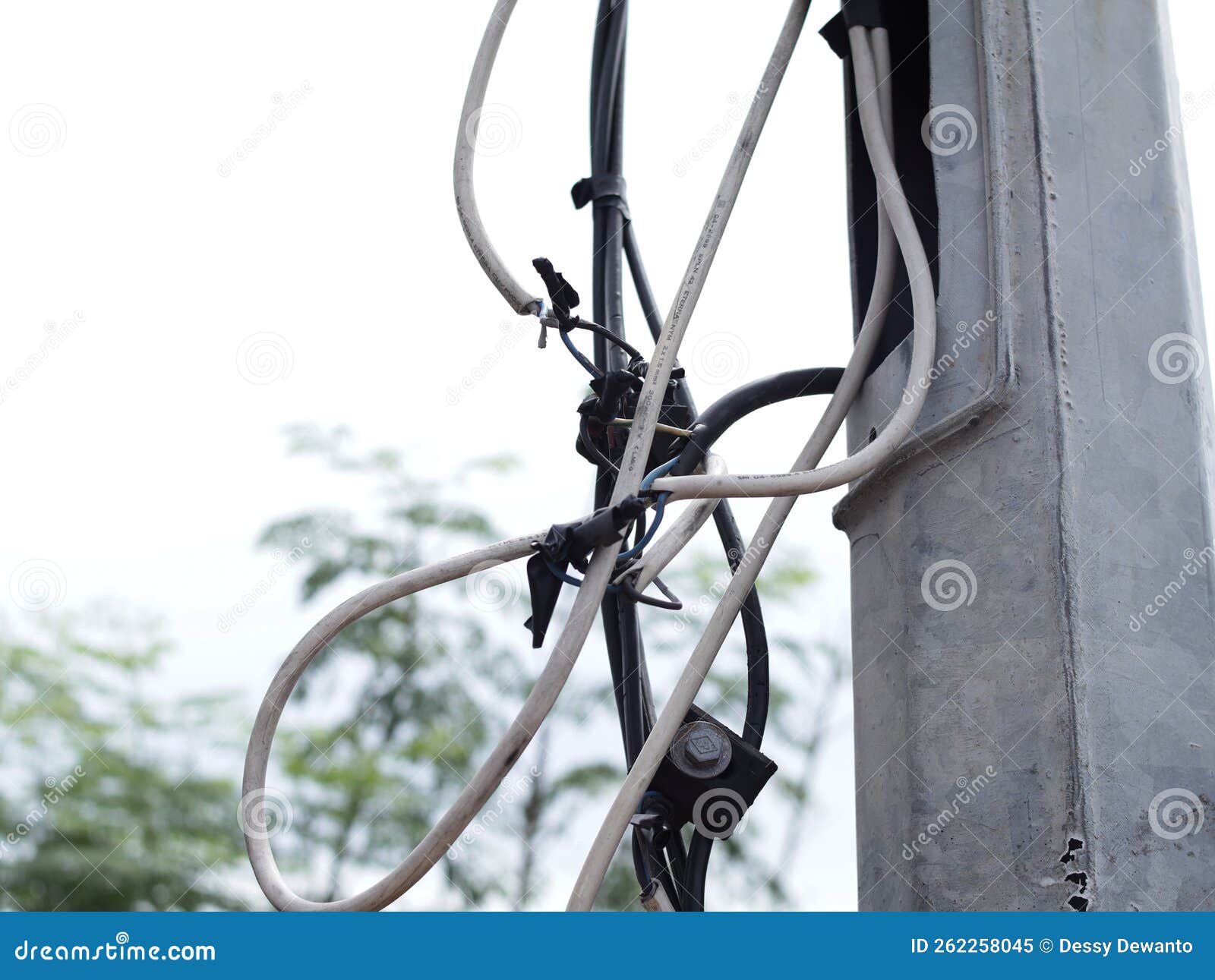 The Power Line is Connected Outside the Power Pole Stock Image - Image ...