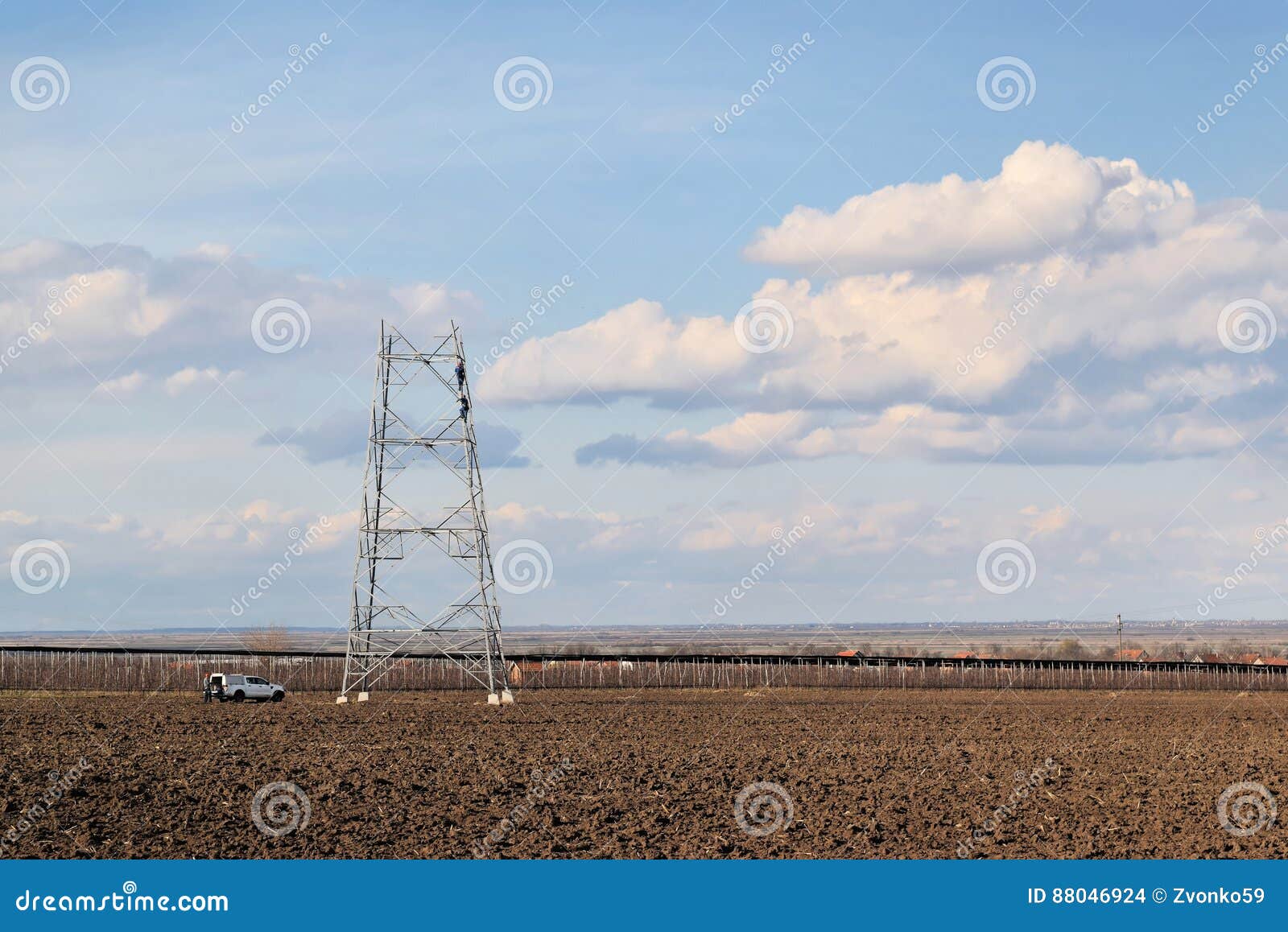 Power line construction stock photo. Image of energy - 88046924