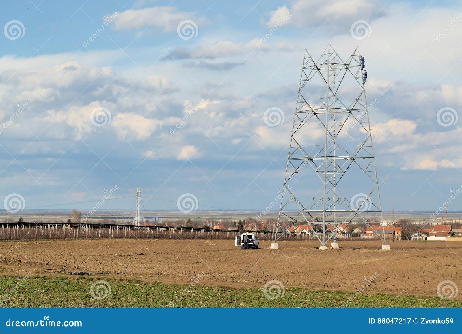 Power line construction stock image. Image of electricity - 88047217