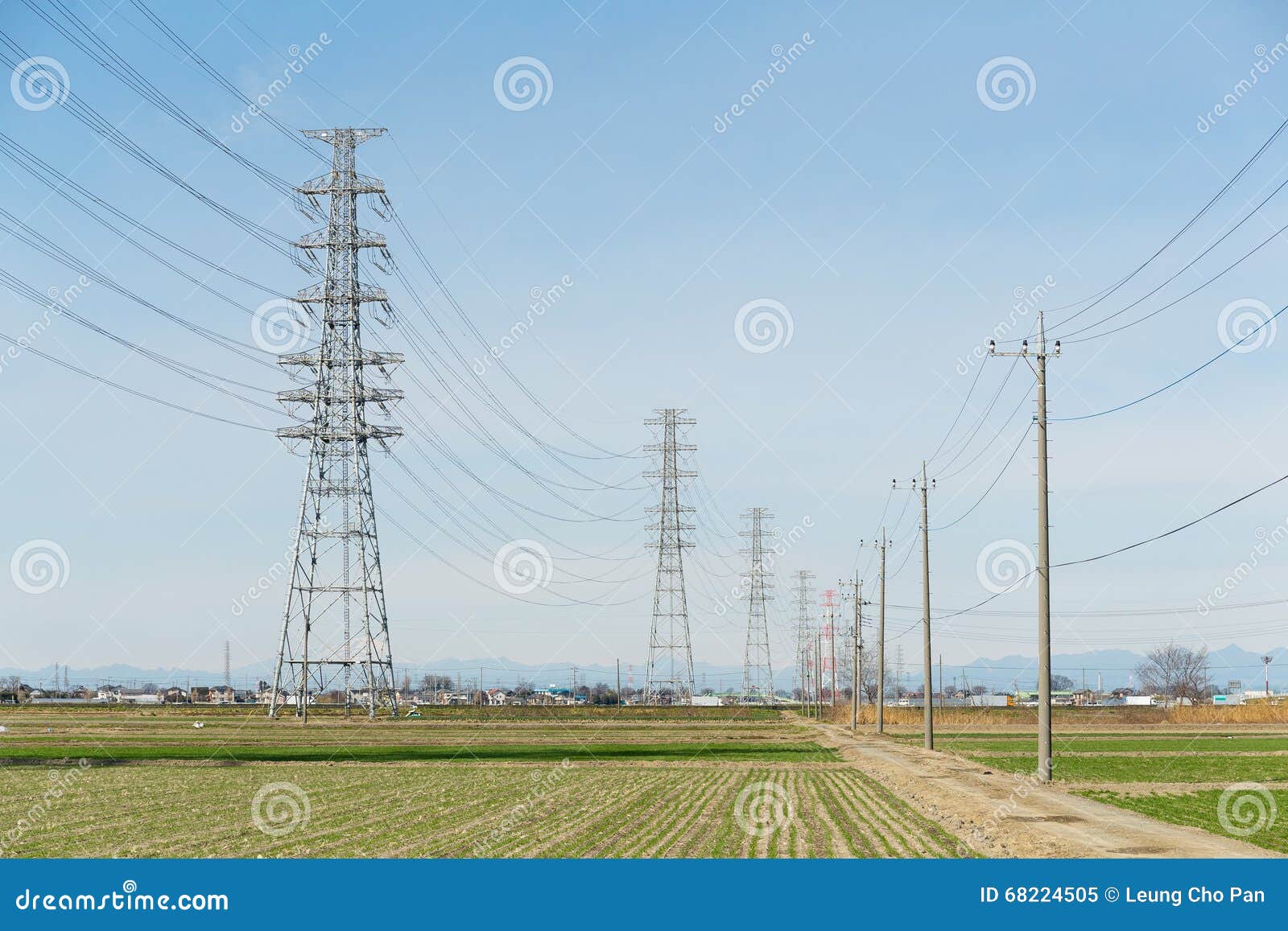 Power line in countryside stock image. Image of green - 68224505