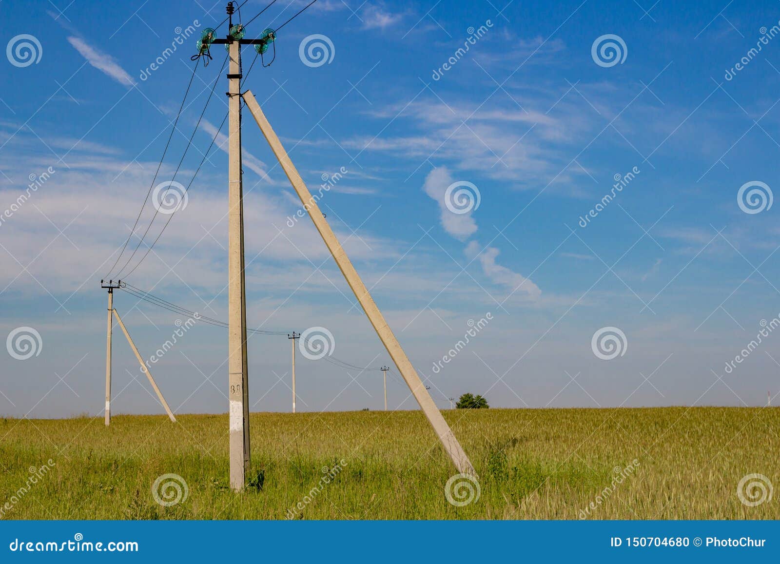 Power Line in the Countryside, Power Poles Stock Photo - Image of ...