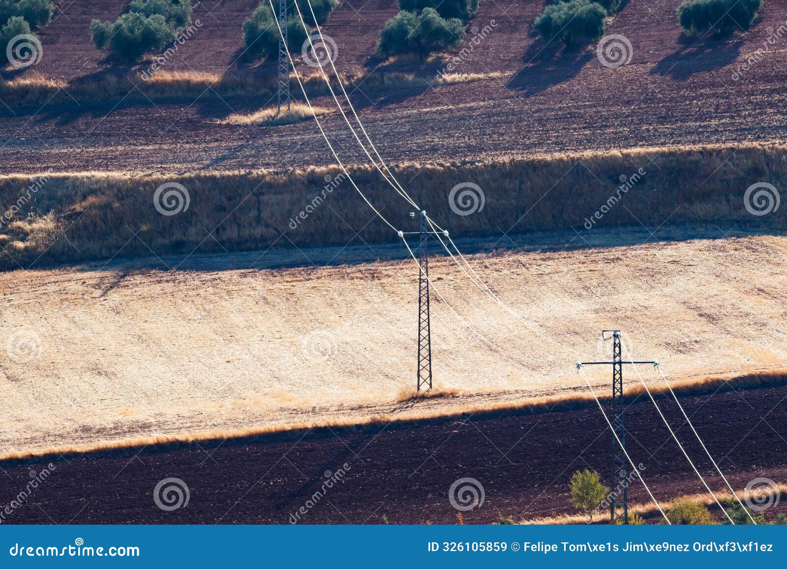 Power Line Crossing the Fields in Alhambra Stock Image - Image of ...