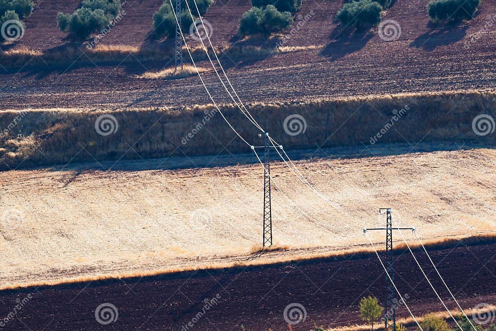 Power Line Crossing the Fields in Alhambra Stock Image - Image of ...