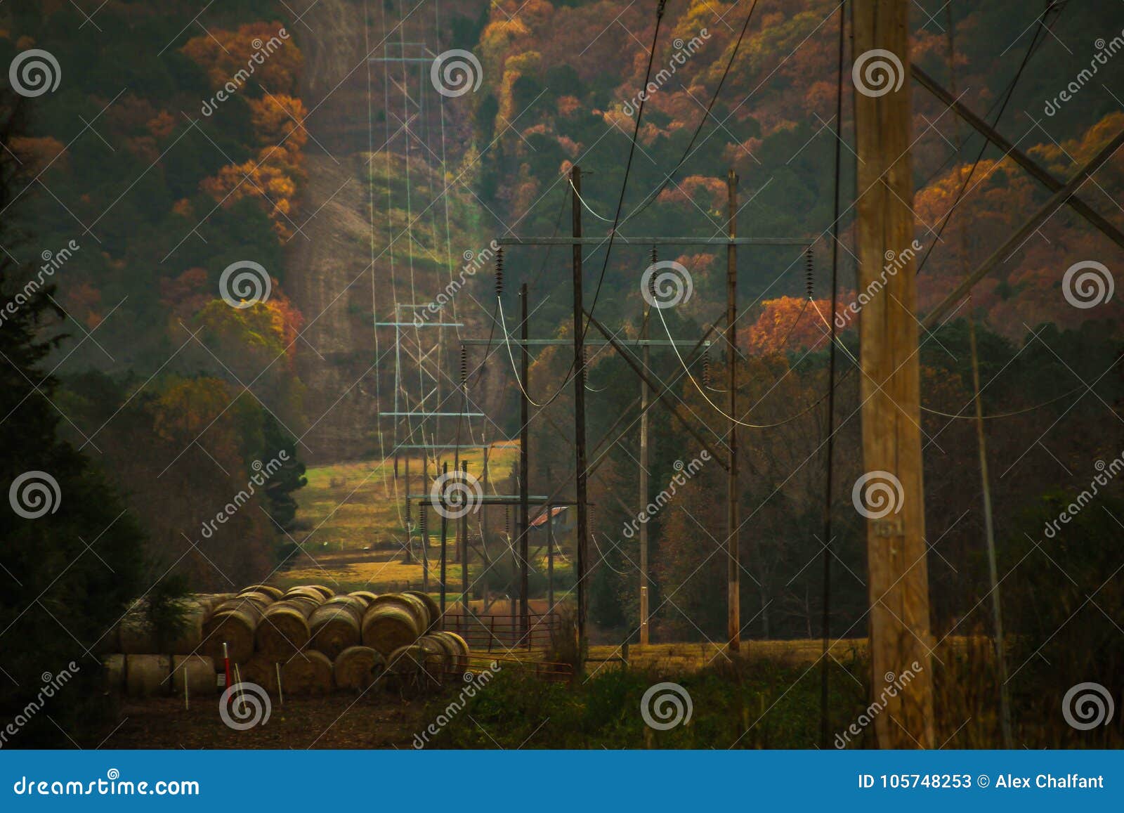 Power line Fall Day stock image. Image of power, beautiful - 105748253