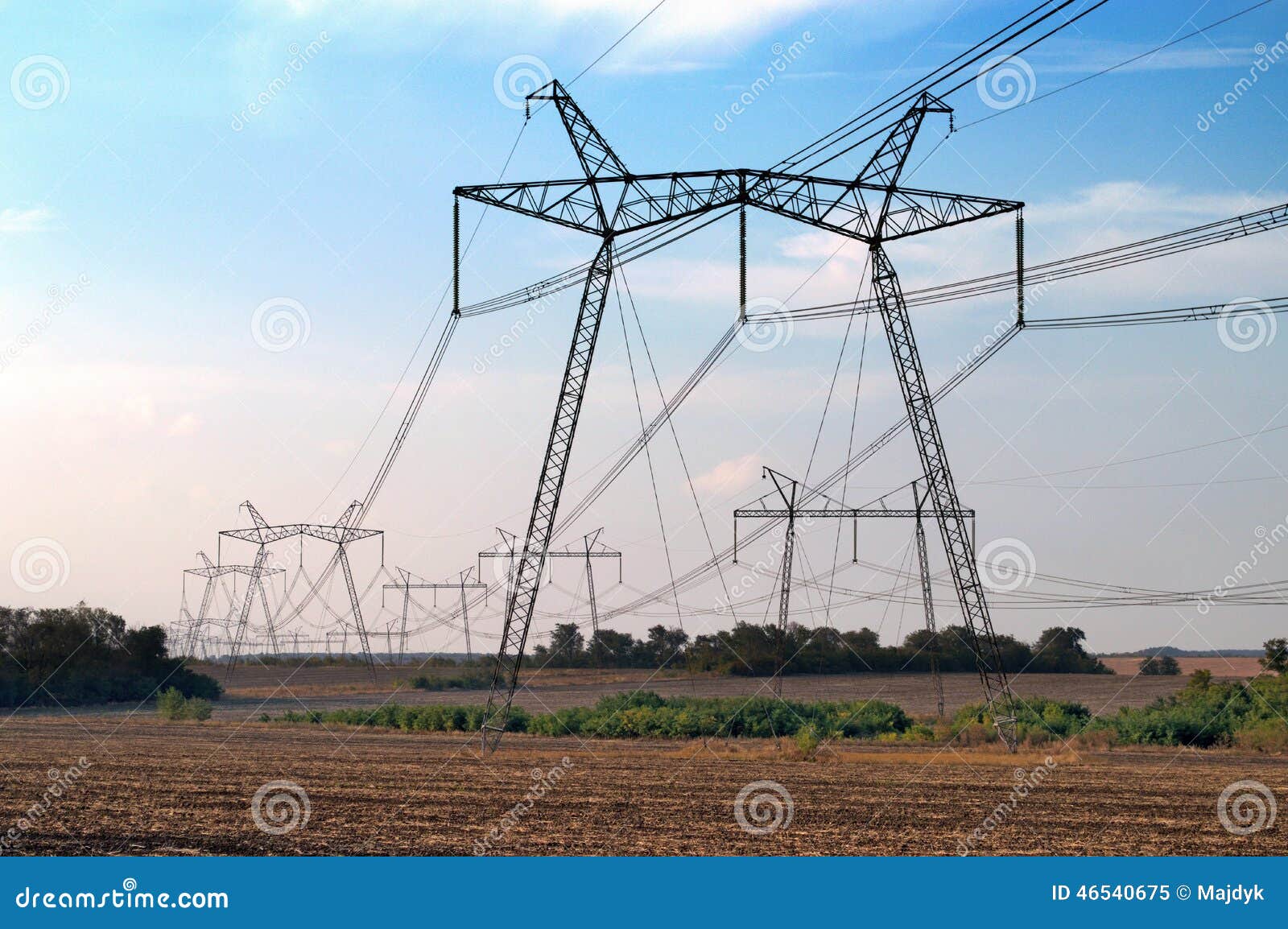 Power line stock image. Image of field, pillar, electricity - 46540675