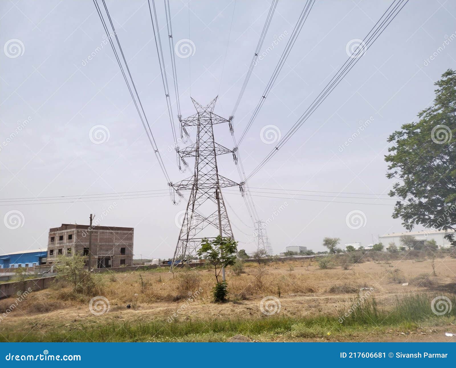 Power line Gujarat stock image. Image of field, power - 217606681