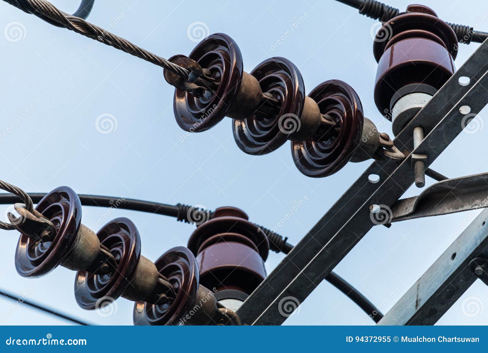Power Line and High Voltage Ceramic Stock Image - Image of high ...