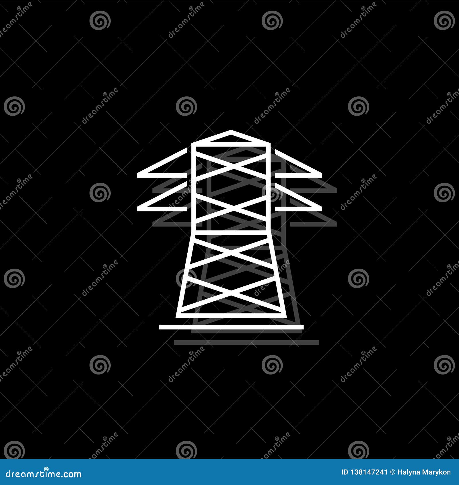 Power line icon flat stock illustration. Illustration of cable - 138147241
