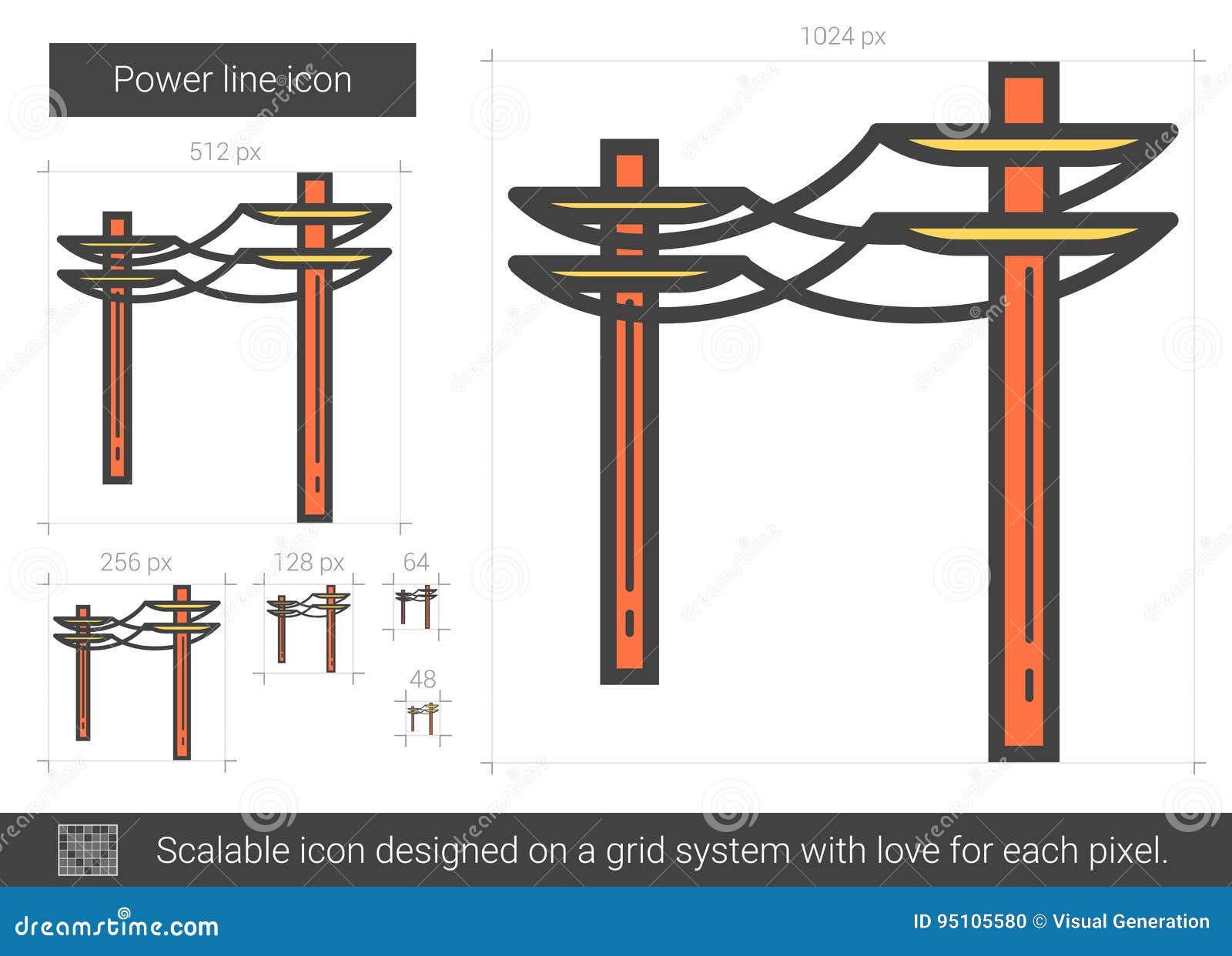 Power line icon. stock vector. Illustration of background - 95105580