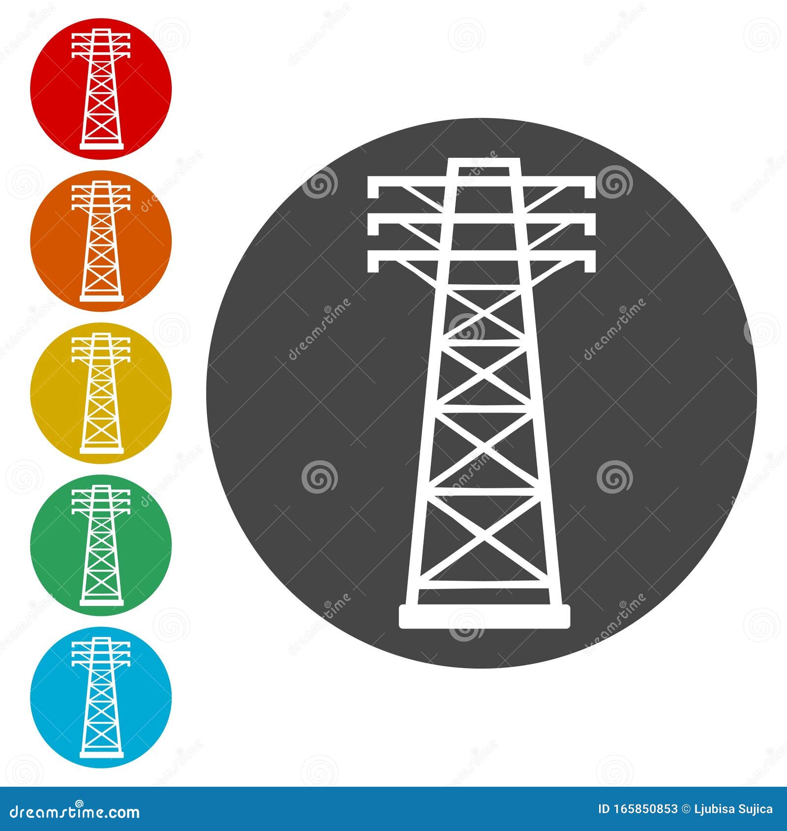 Power Line Icons set stock vector. Illustration of electrician - 165850853