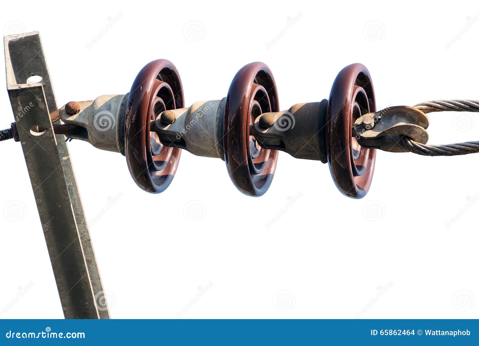 Power line insulators. stock photo. Image of insulator - 65862464