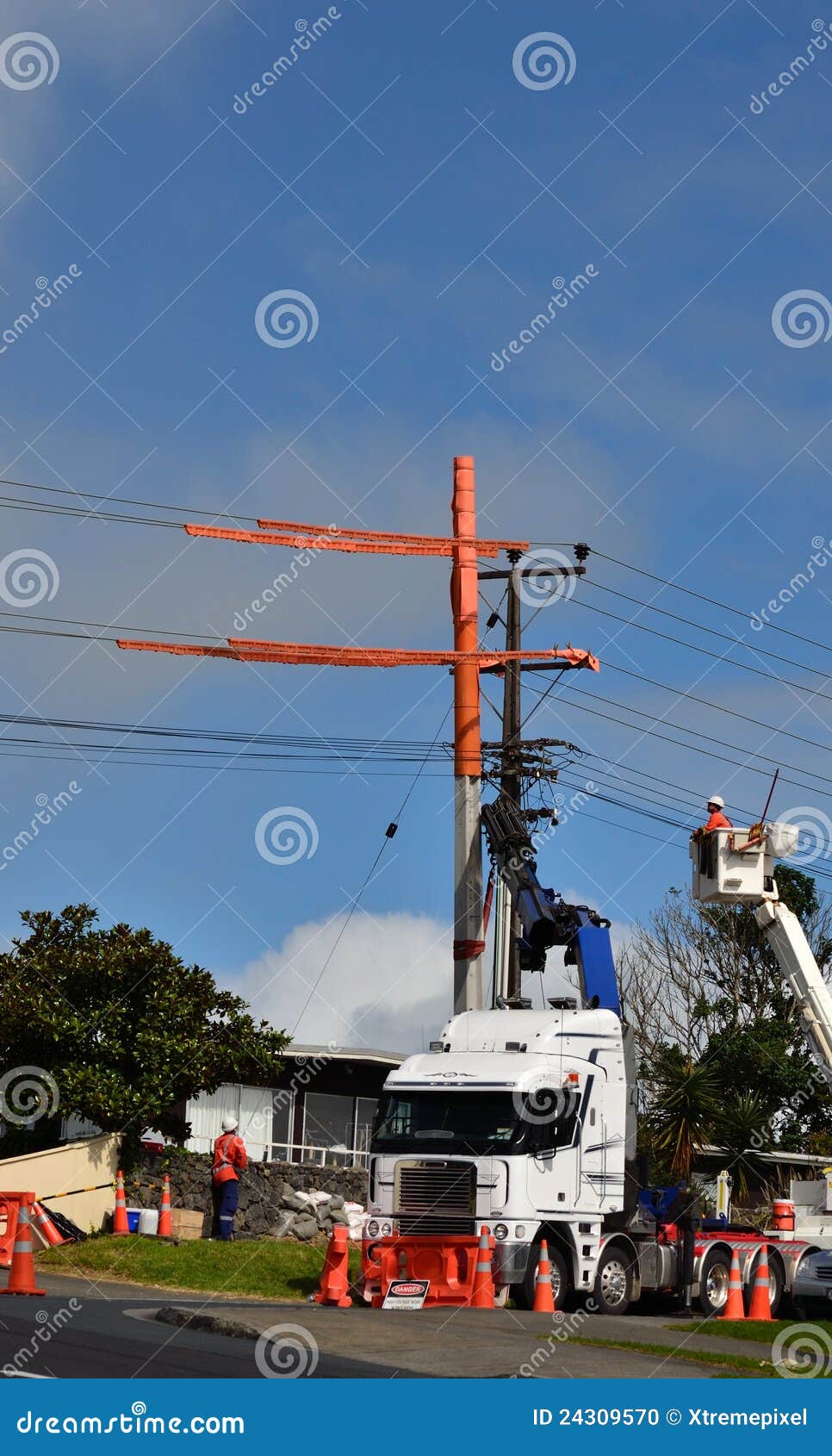 Power Line Maintenance stock photo. Image of construction - 24309570