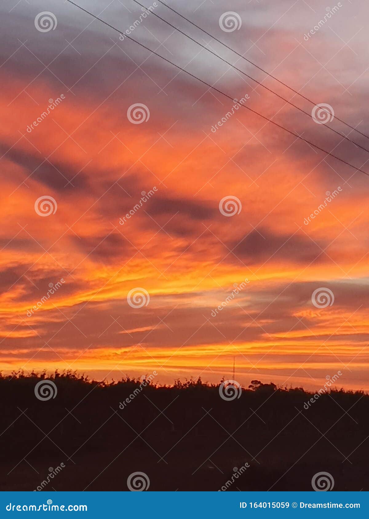 Power Line Orange Winds Cloudy Clouds Stock Image - Image of clouds ...
