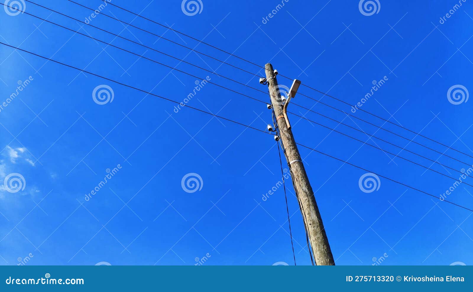 Power Line Pole on a Blue Sky Background Stock Photo - Image of utility ...