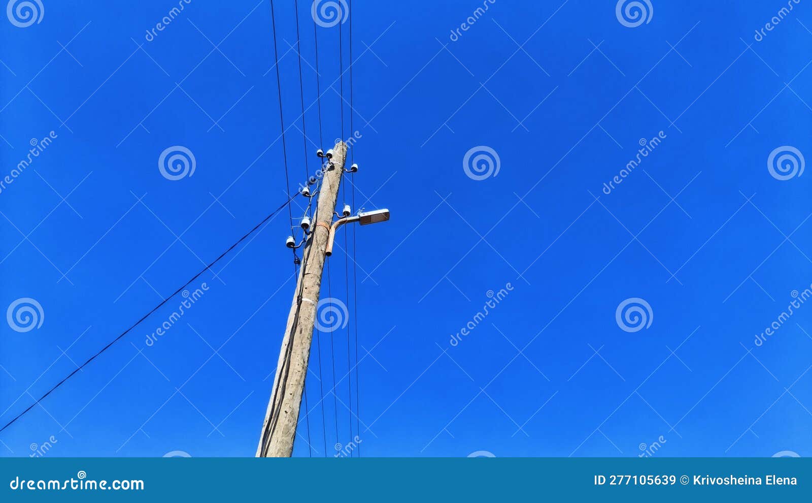 Power Line Pole on a Blue Sky Background Stock Image - Image of supply ...